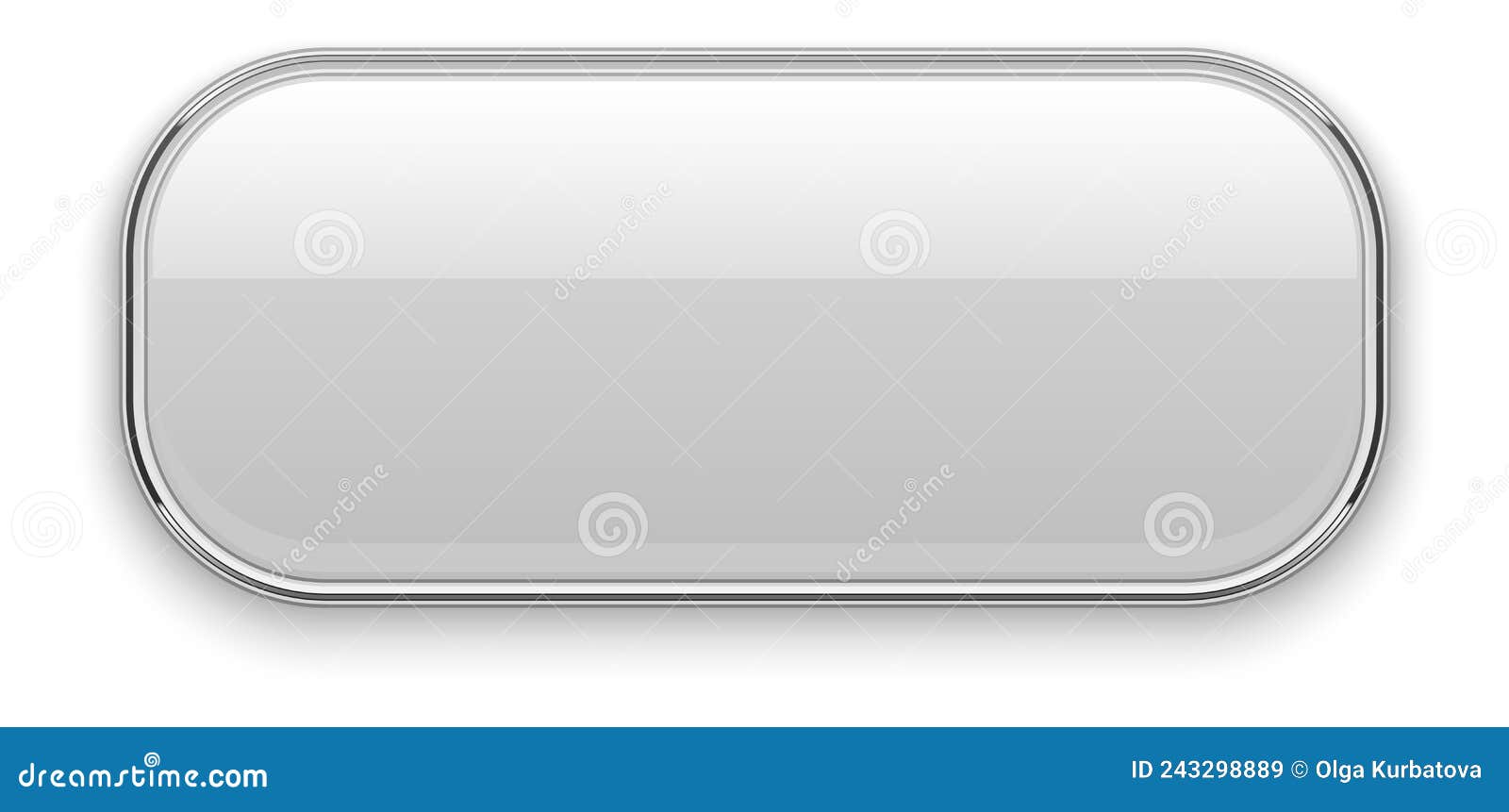 Chrome Rectangle Frame. Glossy White Button Template Stock Vector ...
