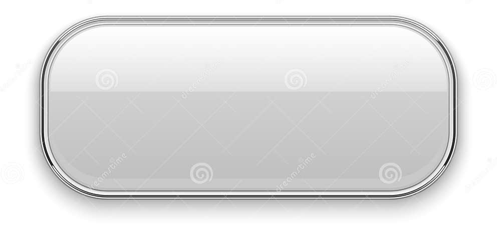 Chrome Rectangle Frame. Glossy White Button Template Stock Vector ...