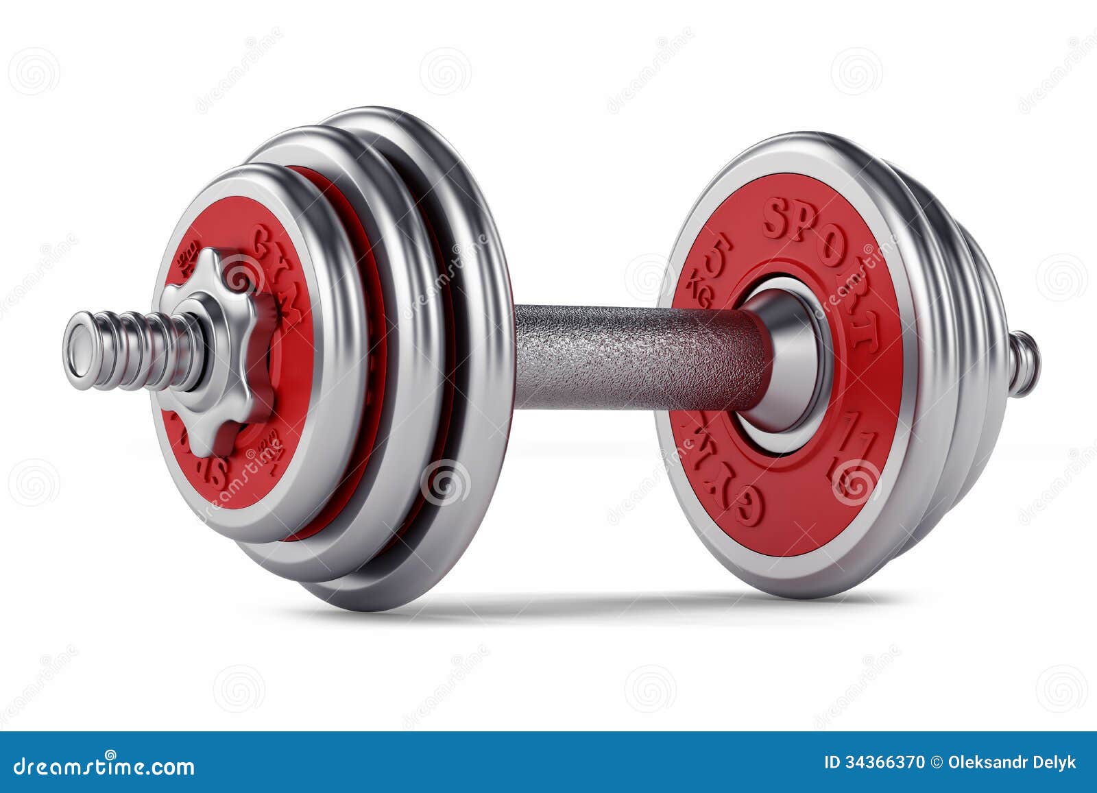 Chrome, Red Dumbbell for Fitness Stock Illustration - Illustration of ...