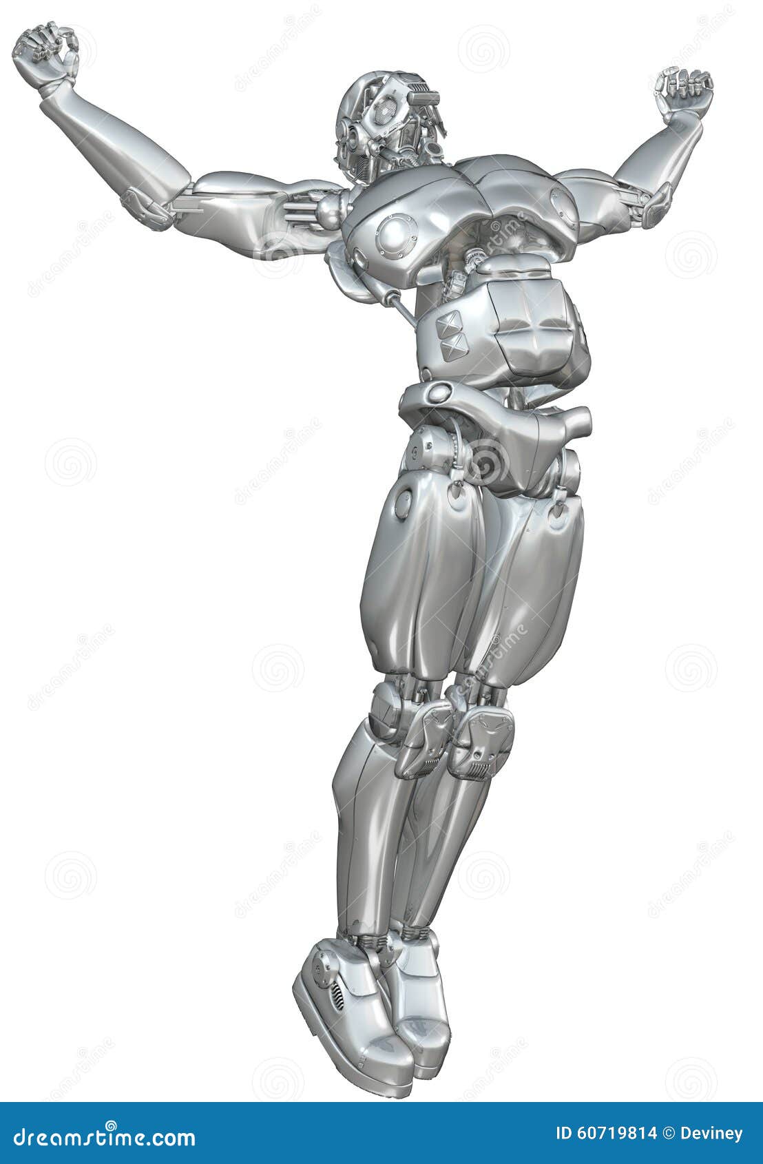 Chrome-robot Met Uitgebreide Wapens Stock Illustratie - Illustration of ...