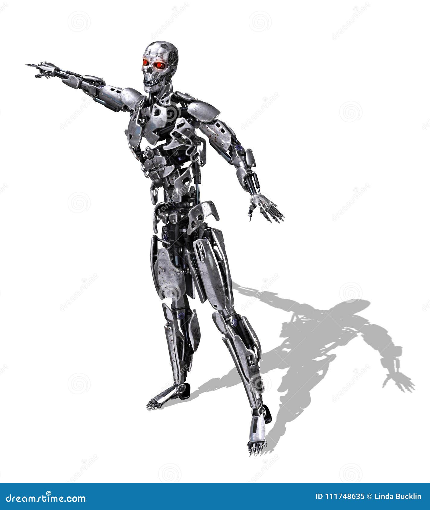 Chrome Robot Pointing stock illustration. Illustration of automation ...