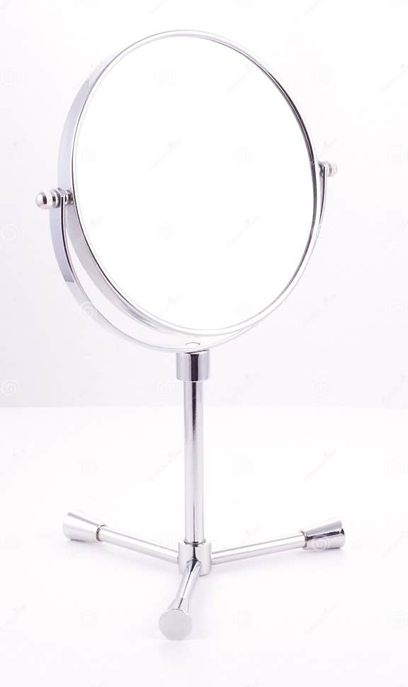 Chrome Round Mirror with Stand Stock Image - Image of vanity, face ...
