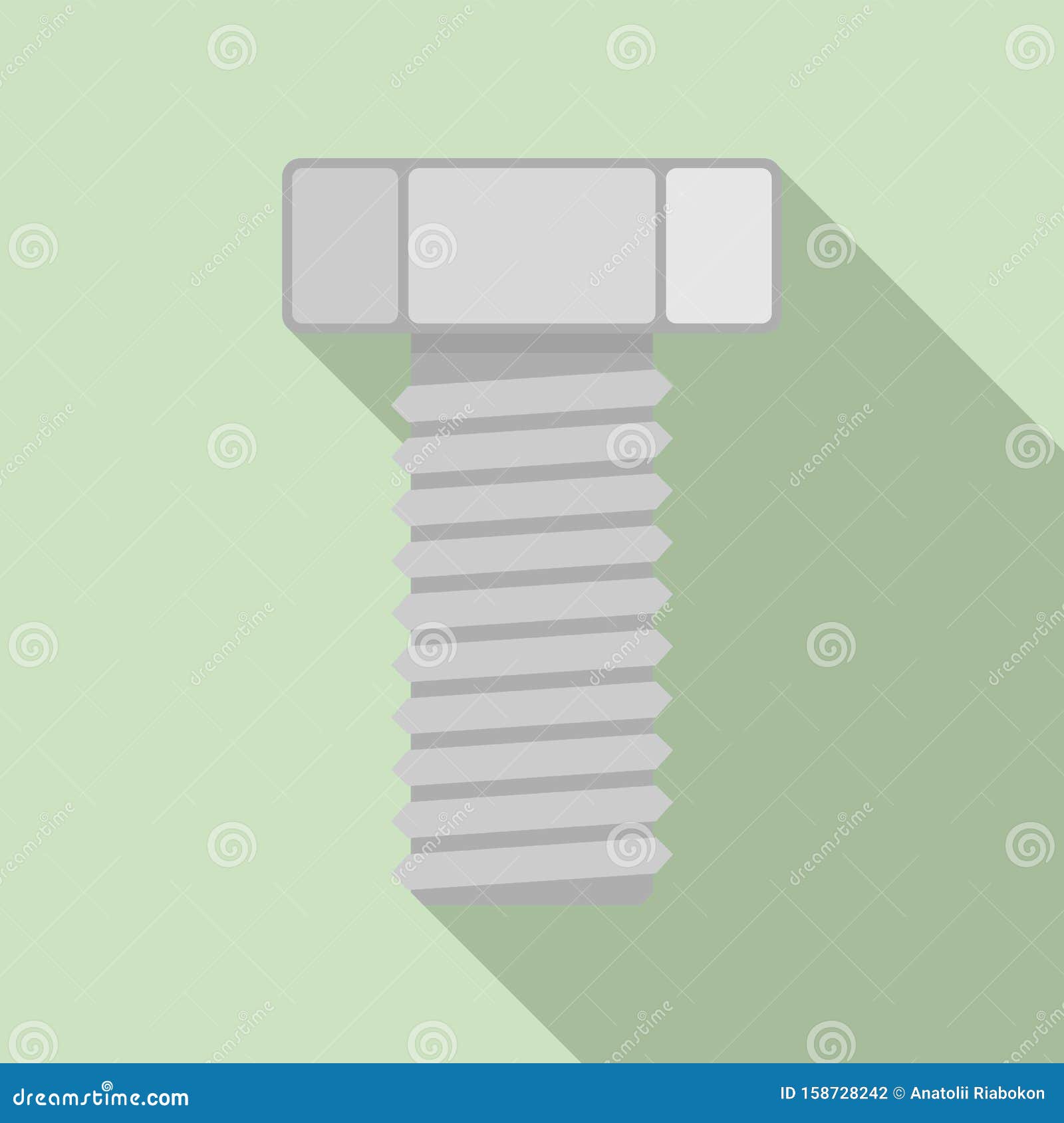 Chrome Bolt Icon, Flat Style Stock Vector - Illustration of collection ...
