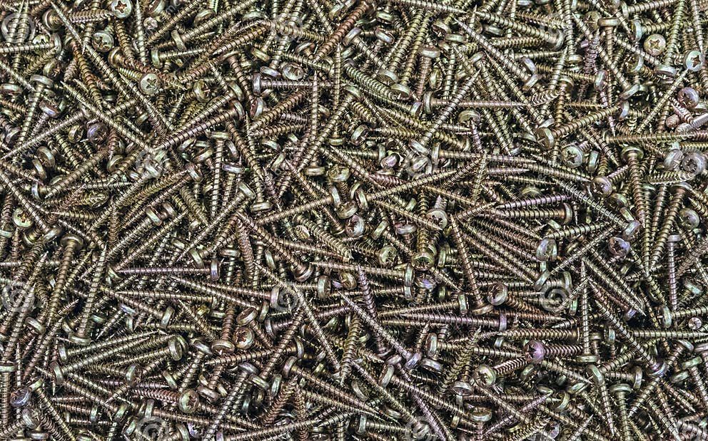 Chrome Screws on the Counter of a Hardware Store. Background of the ...