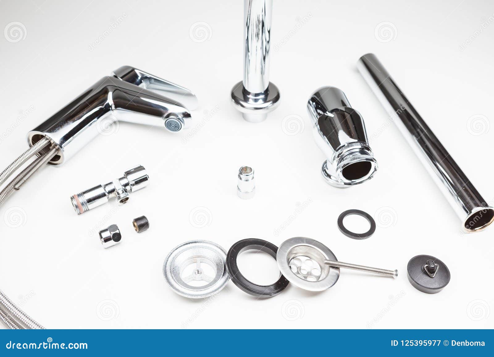 Chrome siphon and tap stock image. Image of clean, basin - 125395977