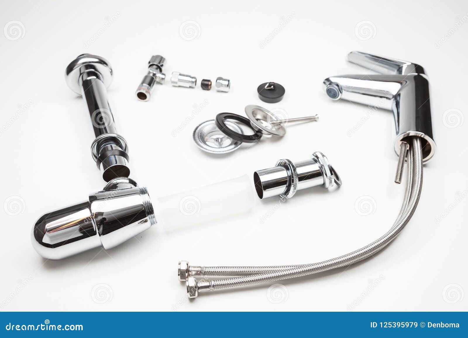 Chrome siphon and tap stock image. Image of chrome, industrial - 125395979