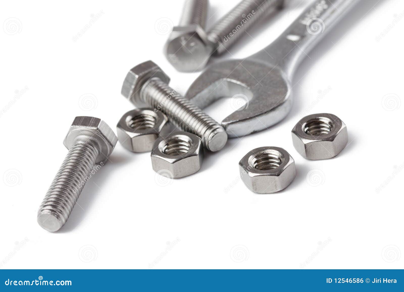 Chrome Spanner with Nuts and Bolts Stock Photo - Image of repair ...
