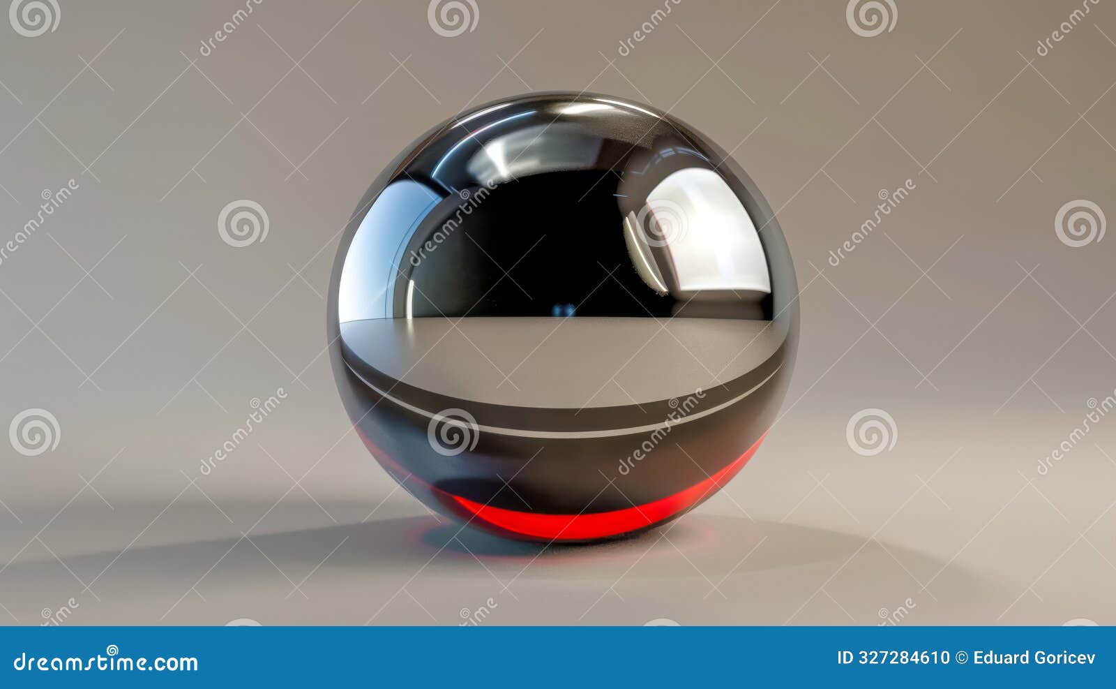 Chrome Sphere Reflecting Light on Neutral Background Stock Illustration ...