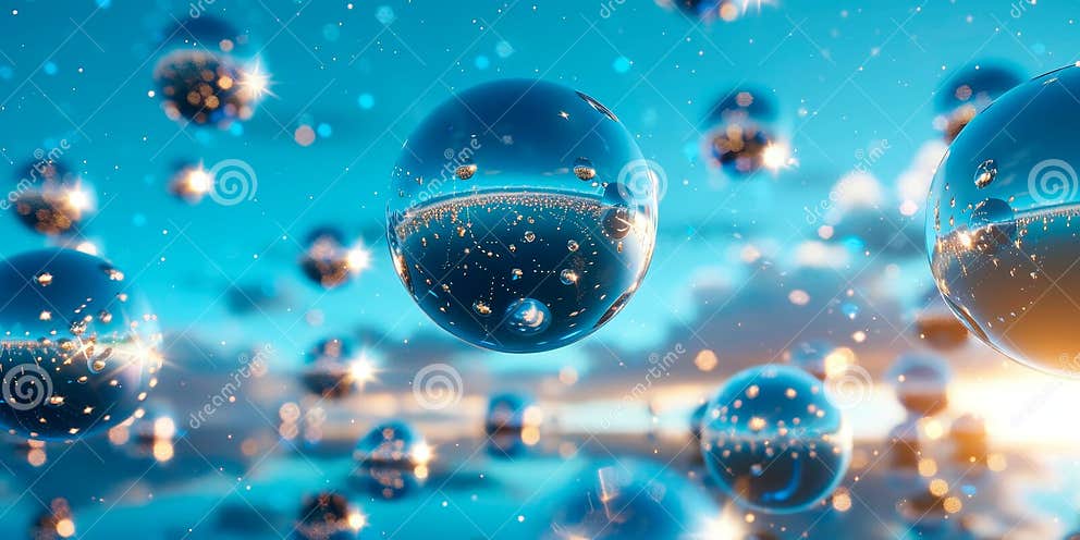 Chrome Spheres Floating in a Zero-gravity Environment with a Starry Sky ...