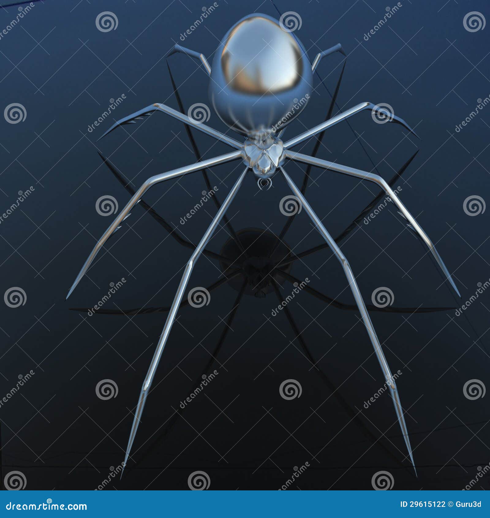 Chrome Spider on a Reflective Background Stock Illustration ...