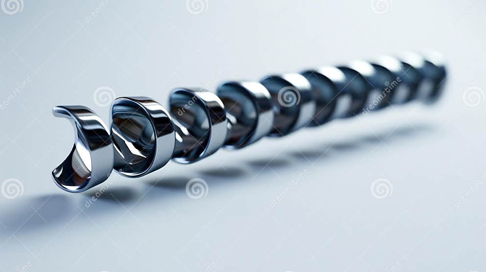 Chrome Spiral Shape on White Background. Shiny, Chrome Spiral Object on ...