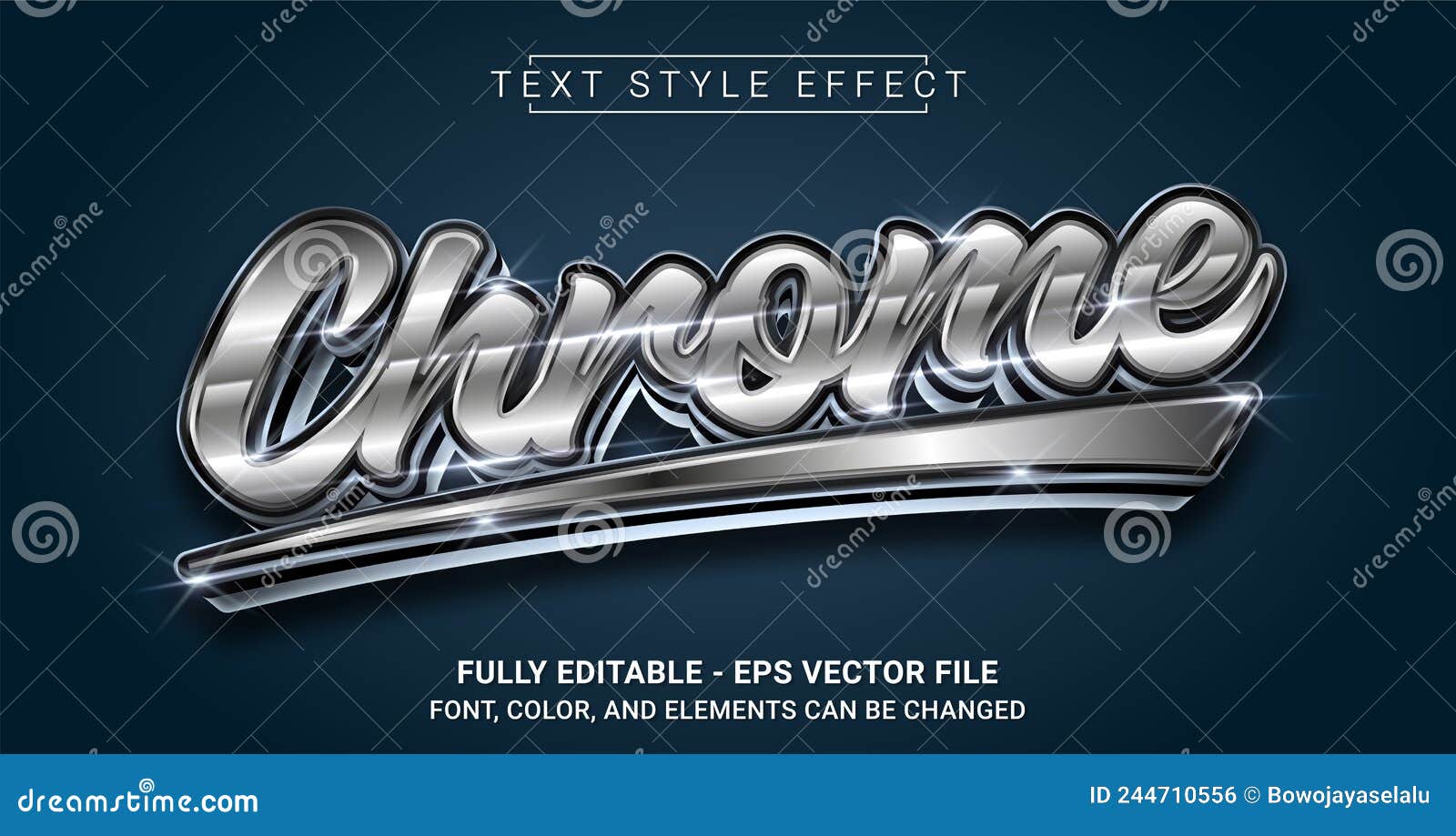 Chrome Text Style Effect. Editable Graphic Text Template Stock Vector ...