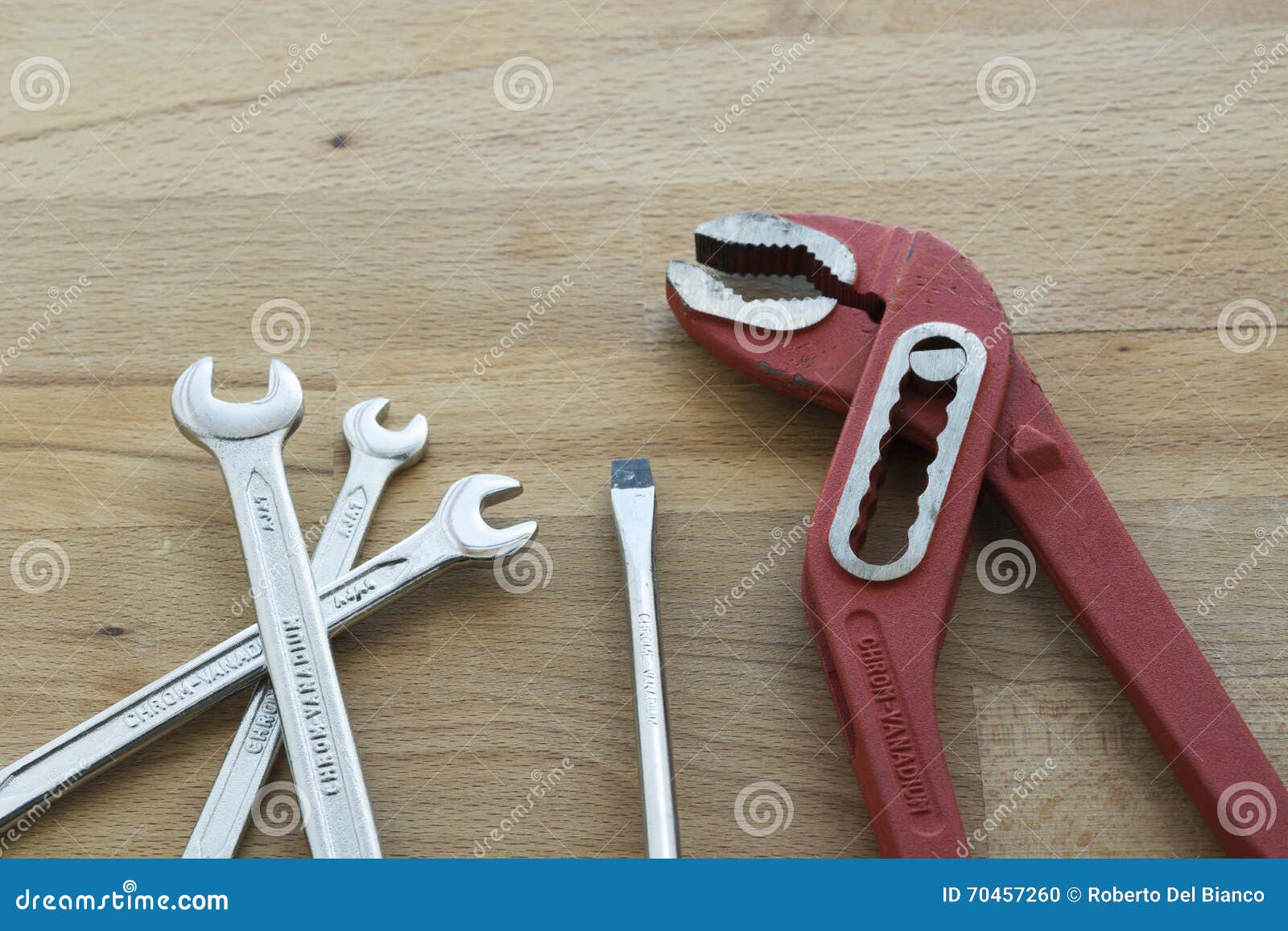 Chrome Vanadium Adjustable Spanners and Screwer Stock Photo - Image of ...
