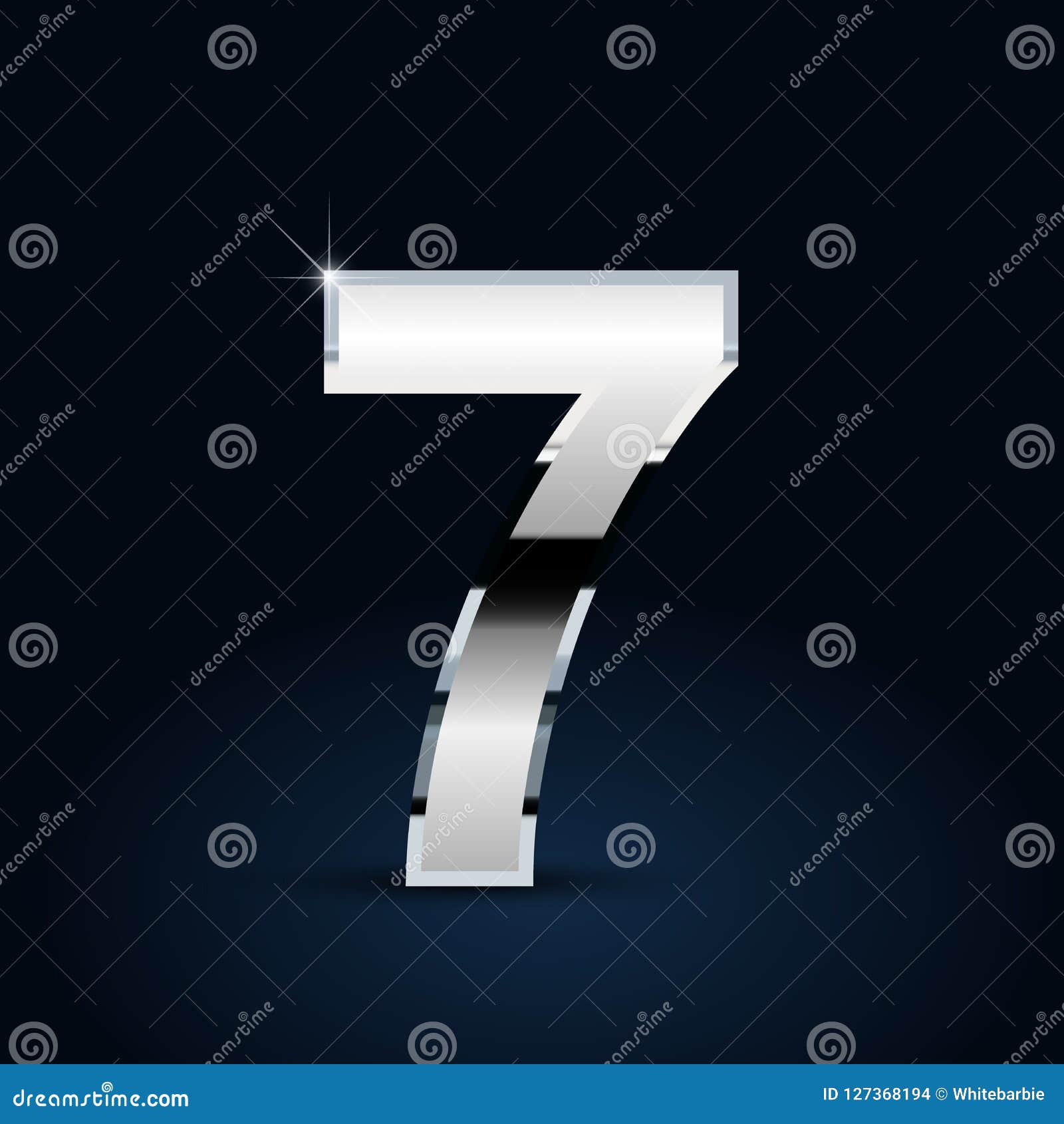 Chrome Vector Number 7 Isolated on Black Background Stock Illustration ...