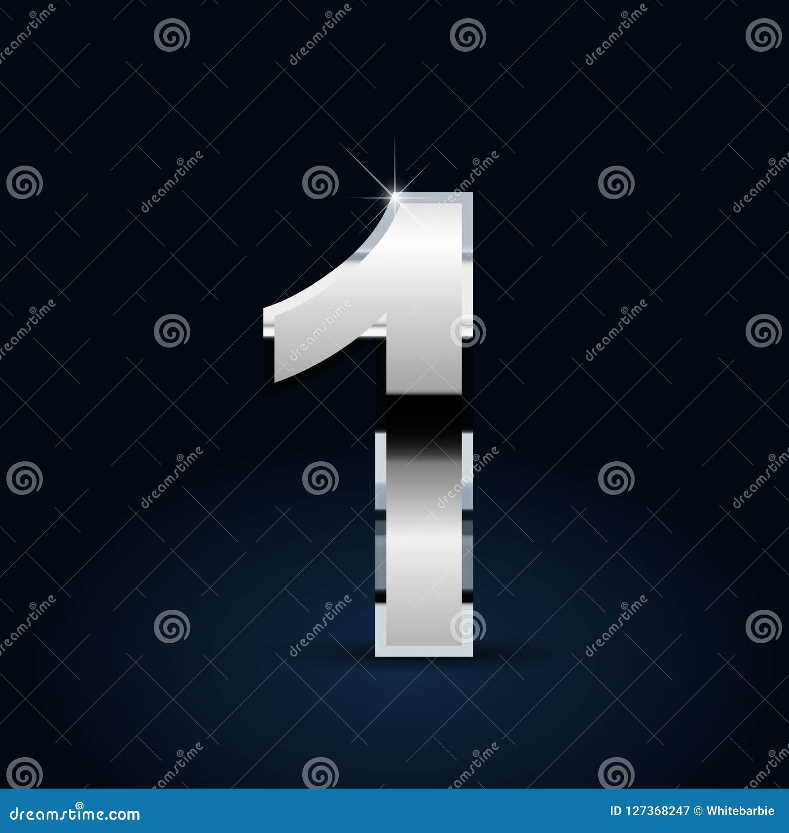 Chrome Vector Number 1 Isolated on Black Background Stock Illustration ...