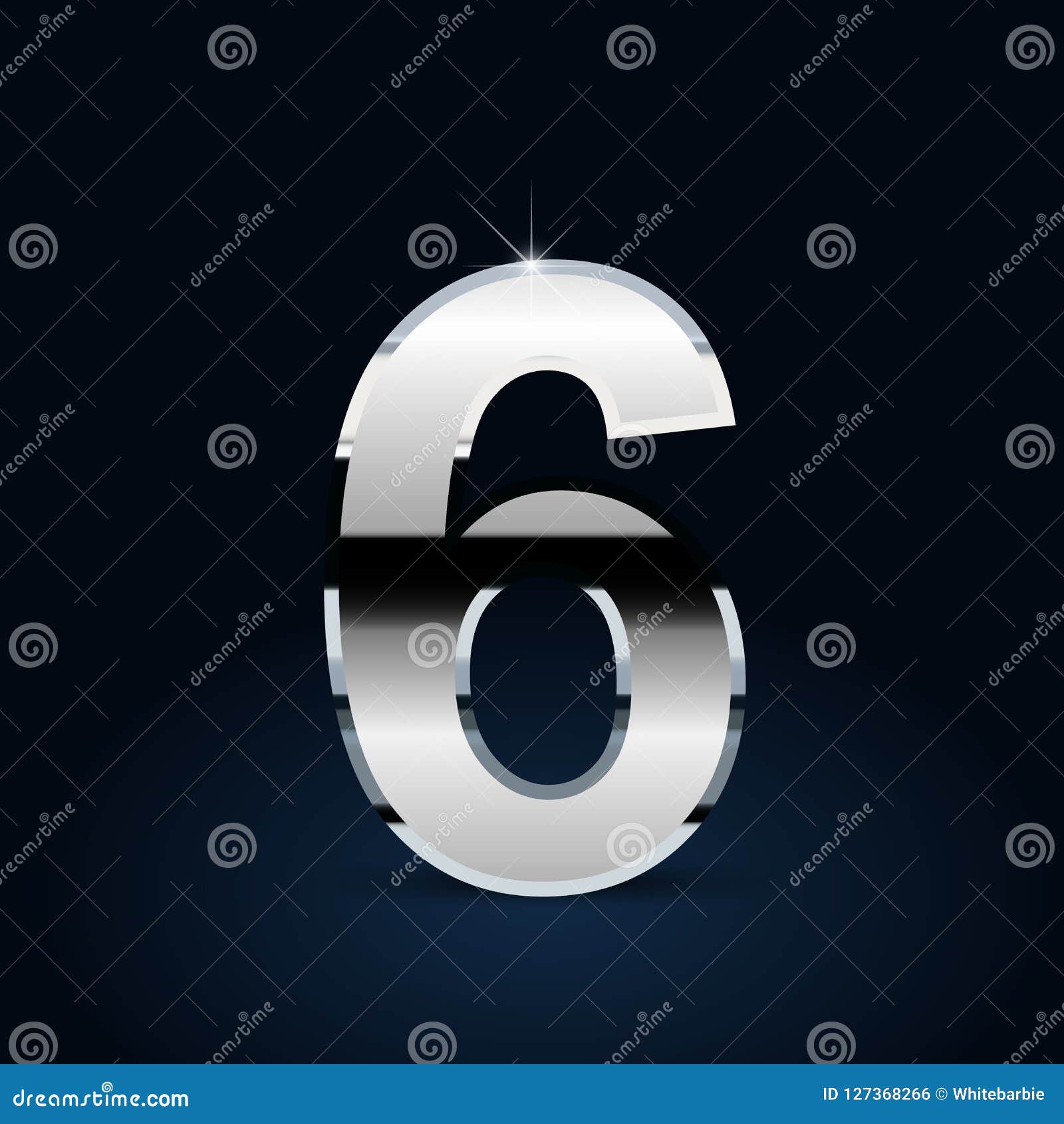 Chrome Vector Number 6 Isolated on Black Background Stock Illustration ...