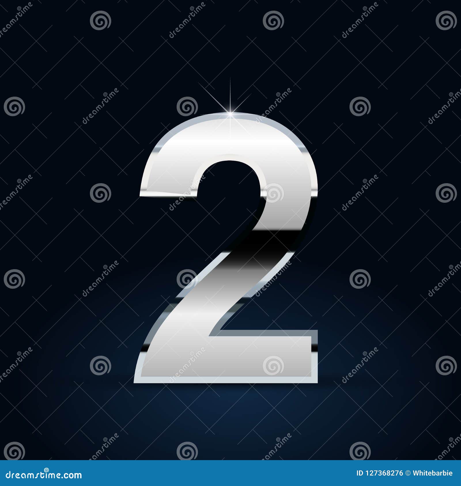 Chrome Vector Number 2 Isolated on Black Background Stock Illustration ...