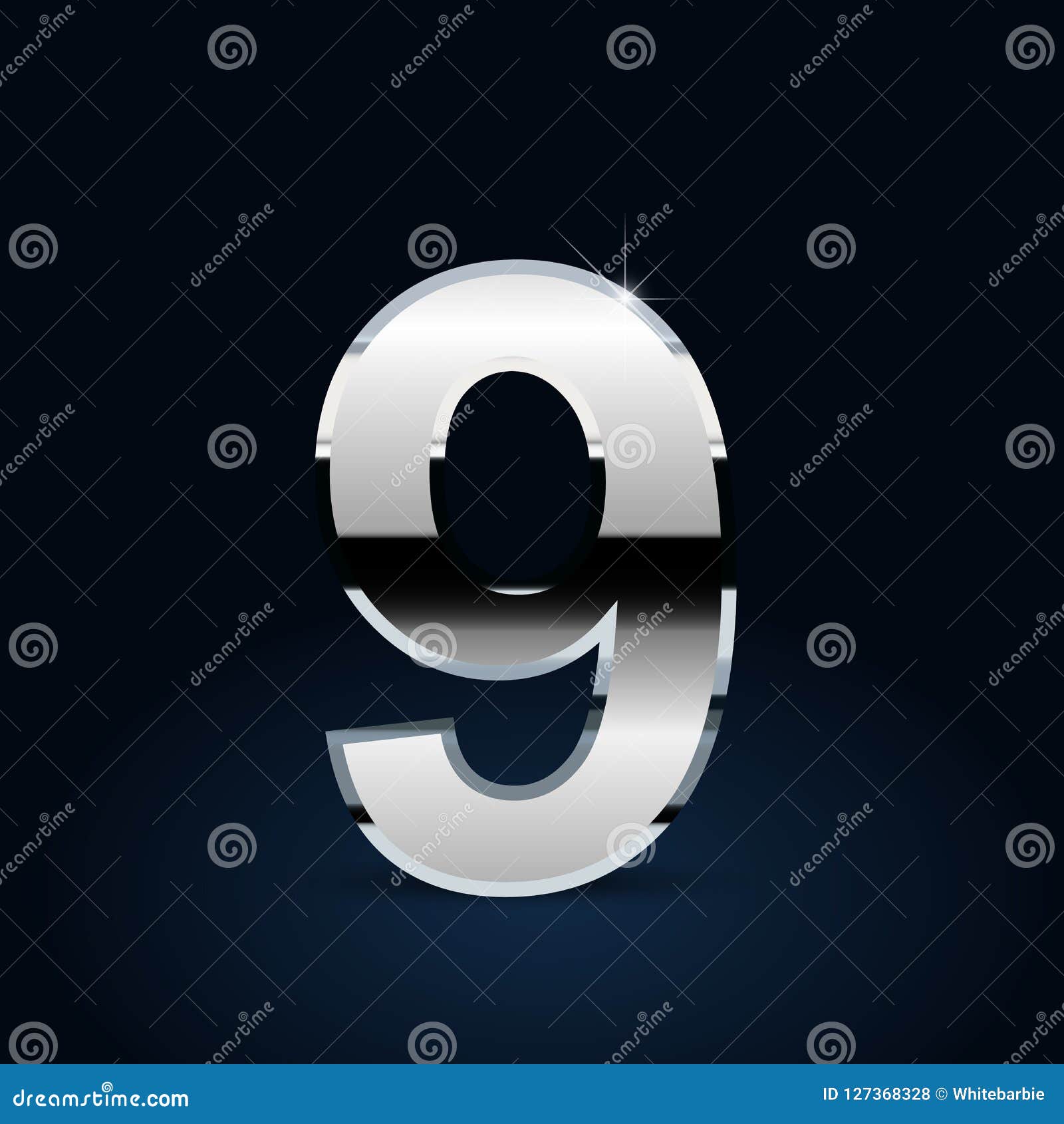 Chrome Vector Number 9 Isolated on Black Background Stock Illustration ...