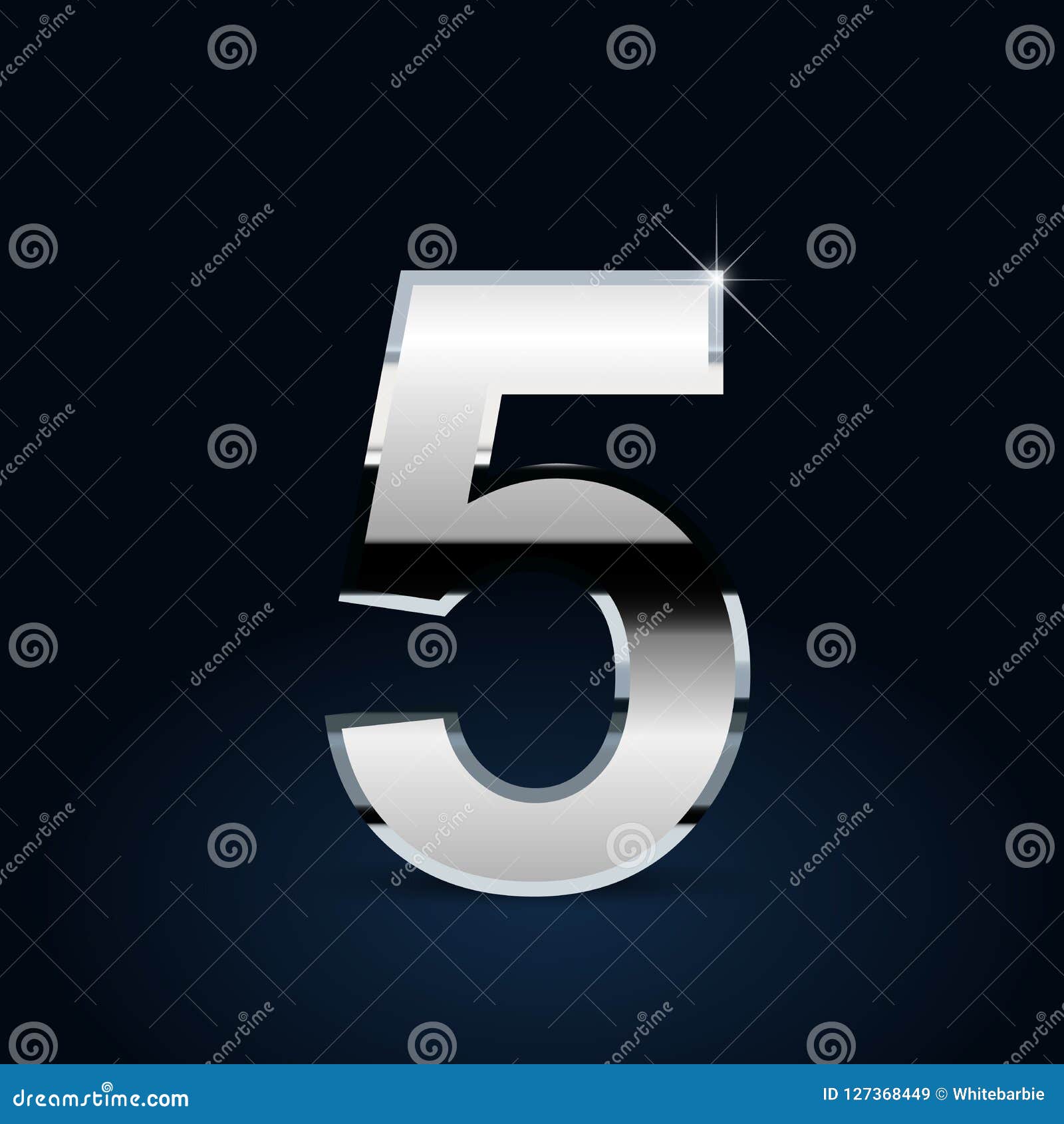 Chrome Vector Number 5 Isolated on Black Background Stock Illustration ...