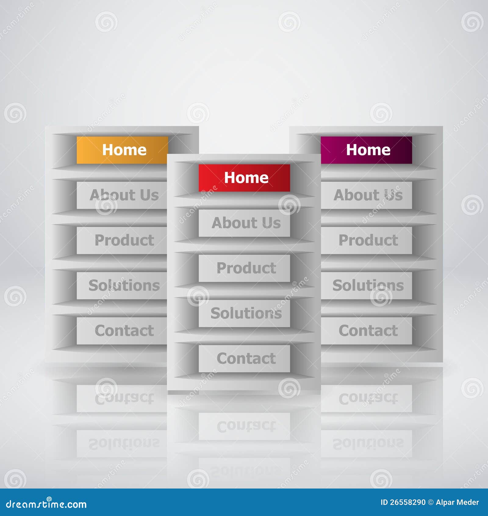 Chrome vertical web menu stock vector. Illustration of design - 26558290