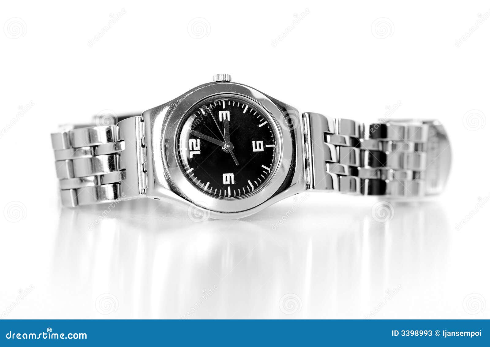 Chrome watch stock image. Image of clock, metal, bracelets - 3398993