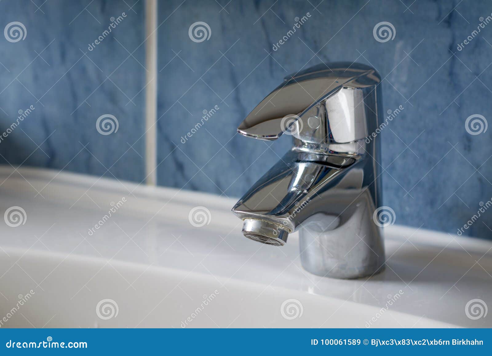 Water Tap in the Bathroom from the Side Stock Image - Image of stream ...