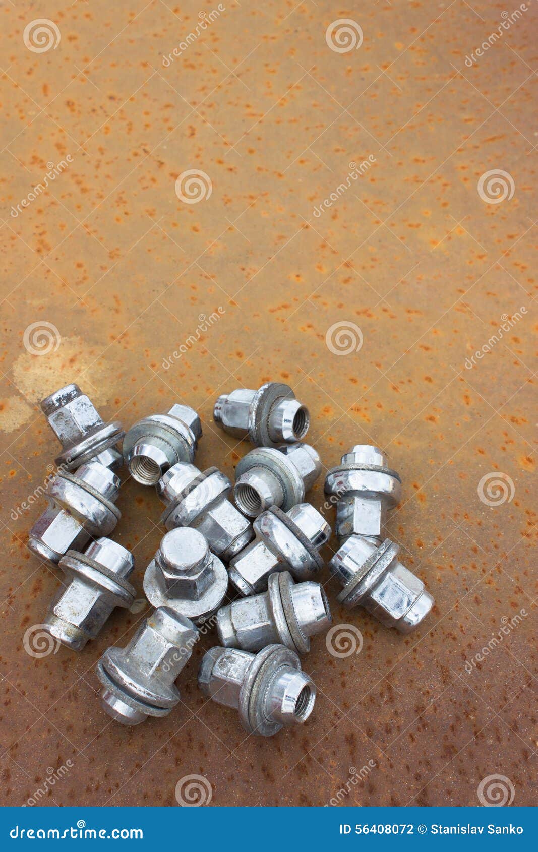 Chrome wheel nuts stock photo. Image of industry, circle - 56408072
