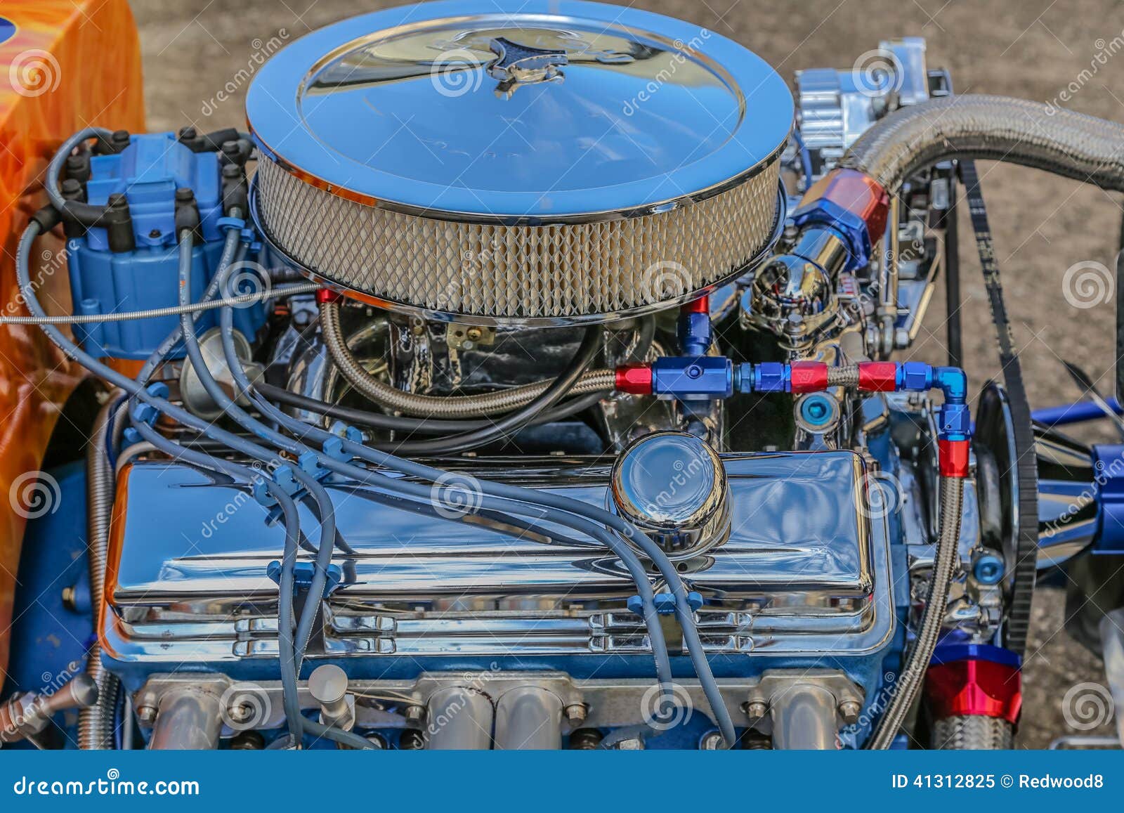 Chromed and Customized American V-8 Motor Stock Image - Image of ...