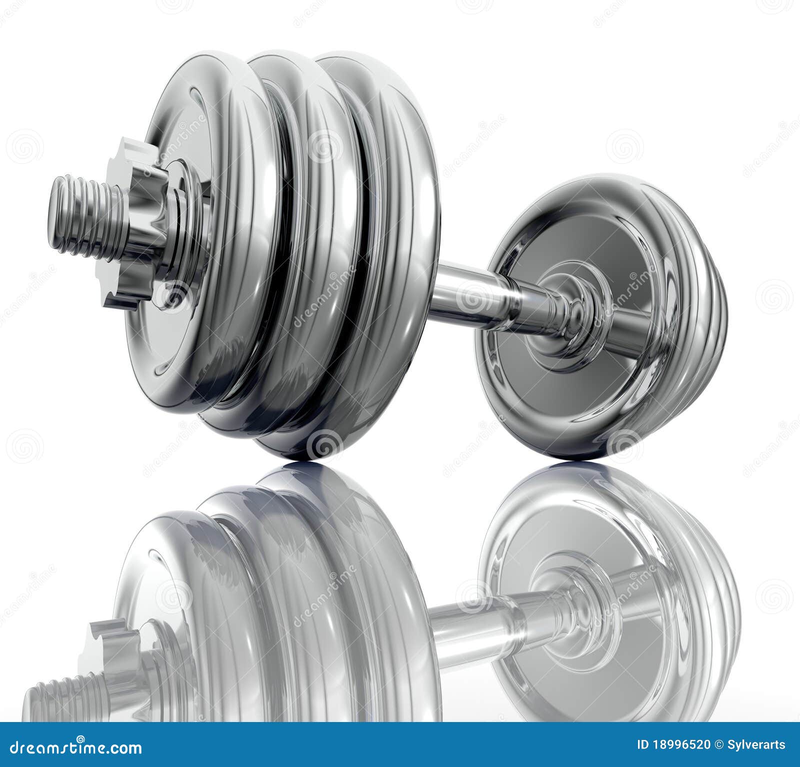 Chromed Dumbbell in Close Up Side View. Stock Illustration ...