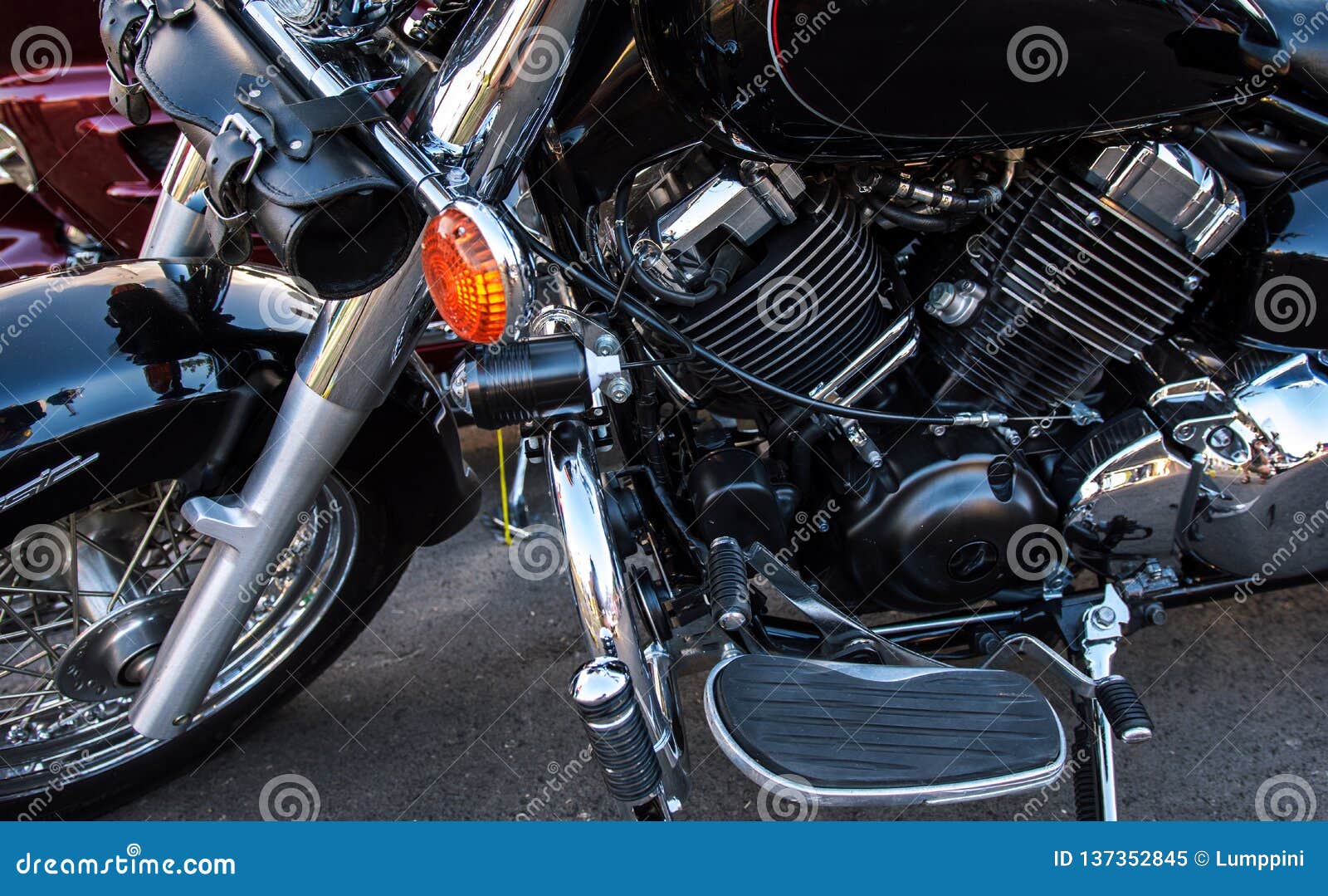 Chromed Motorcycle. Chopper, Handmade Bike, Motorcycle Close-up Stock ...