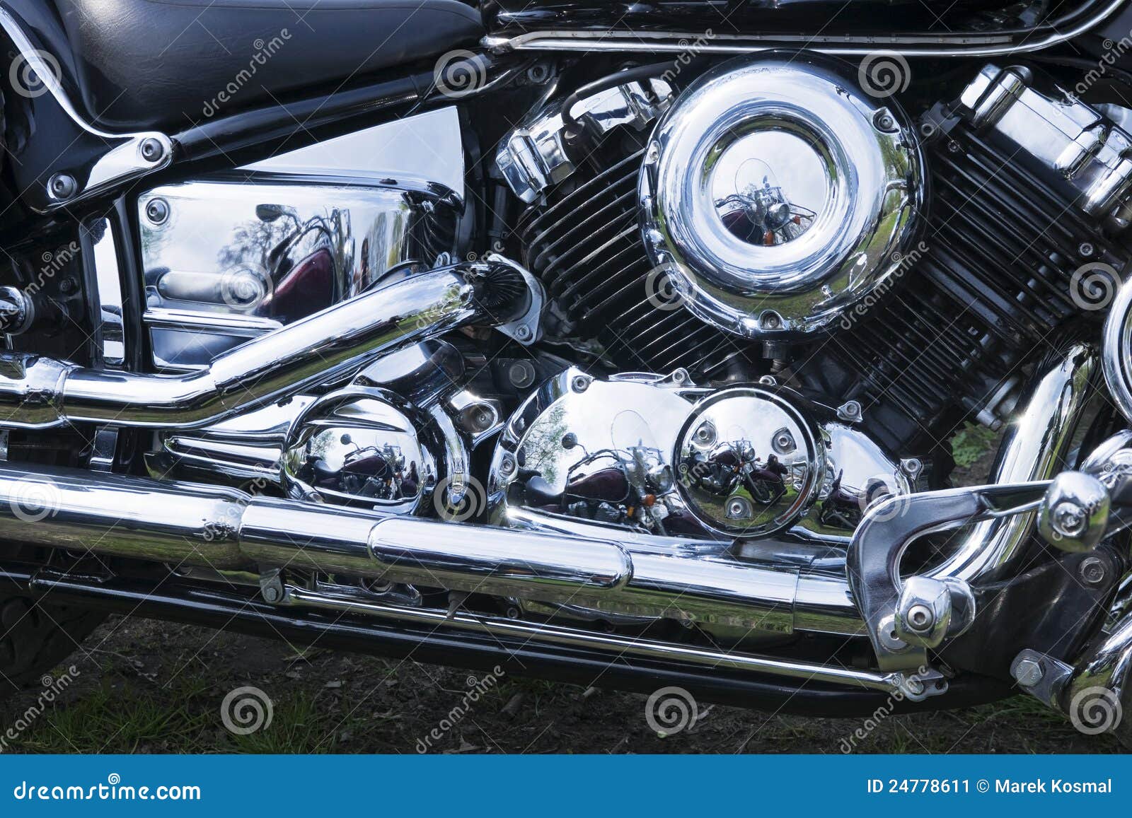 Chromed motorcycle engine stock image. Image of metallic - 24778611