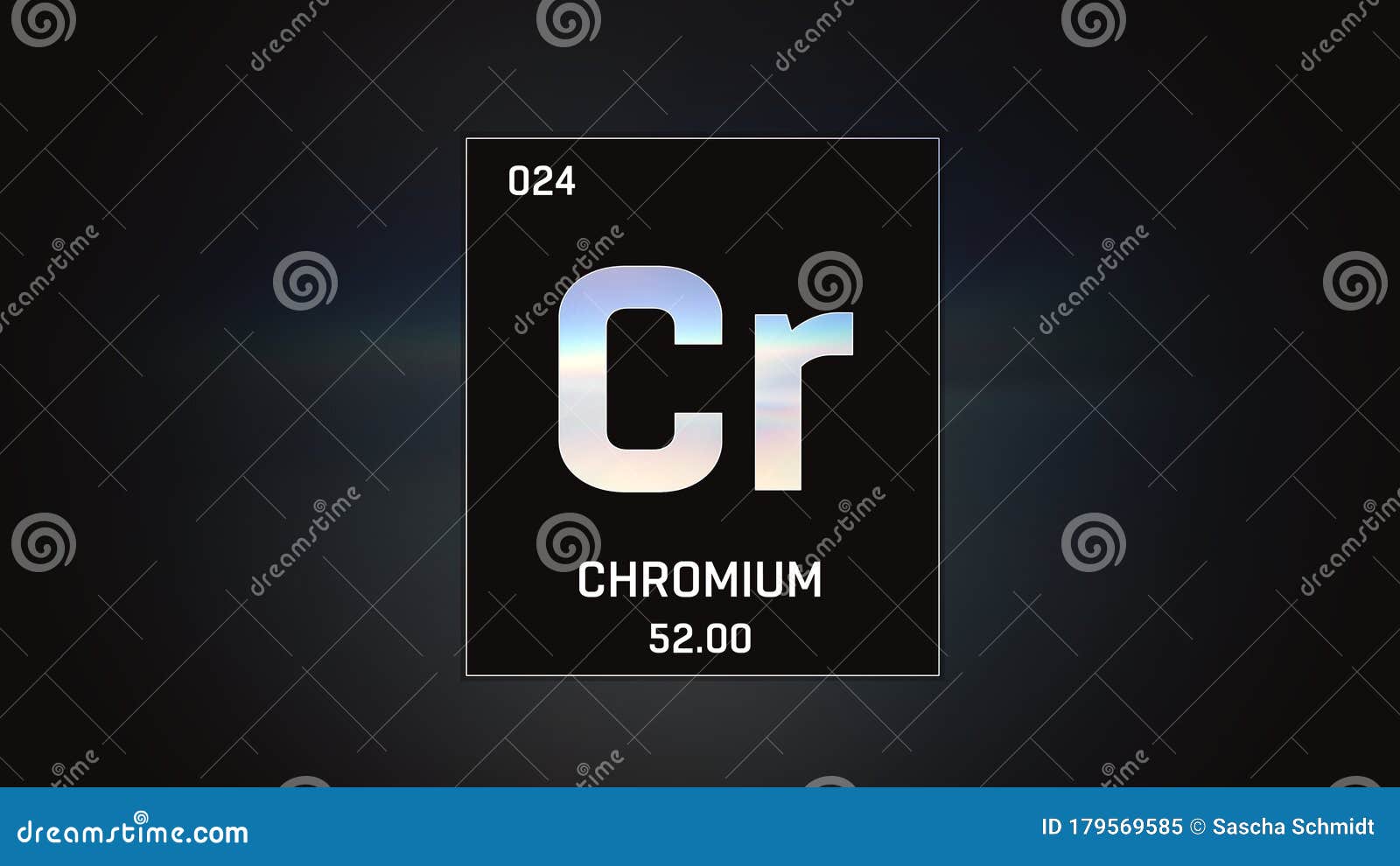 Chromium As Element 24 of the Periodic Table 3D Illustration on Grey ...