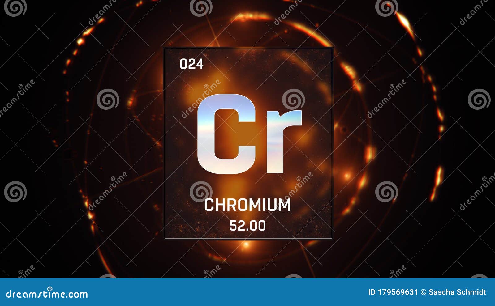 Chromium As Element 24 of the Periodic Table 3D Illustration on Orange ...