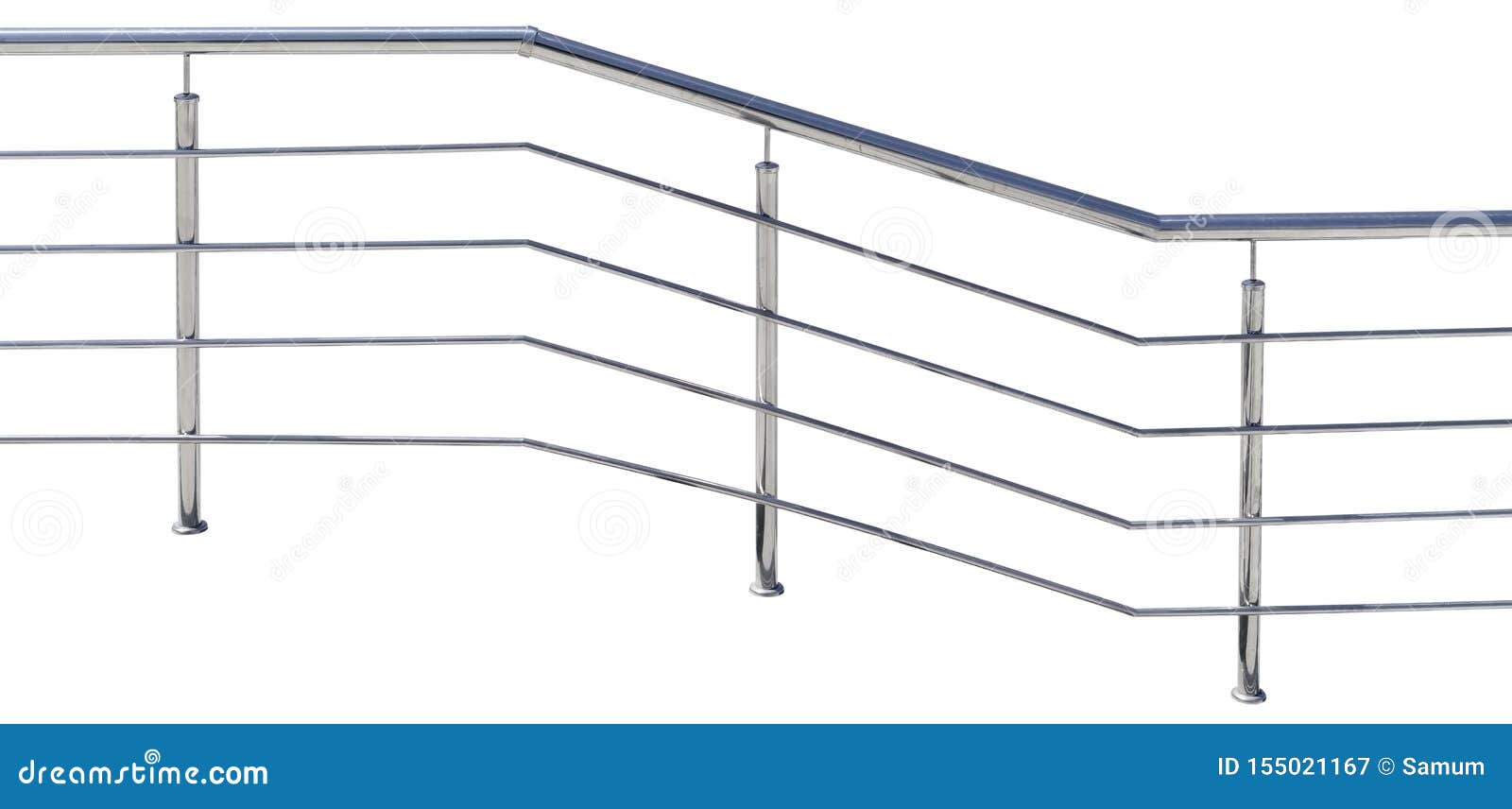 Chromium Metal Fence with Handrail Stock Image - Image of perspective ...