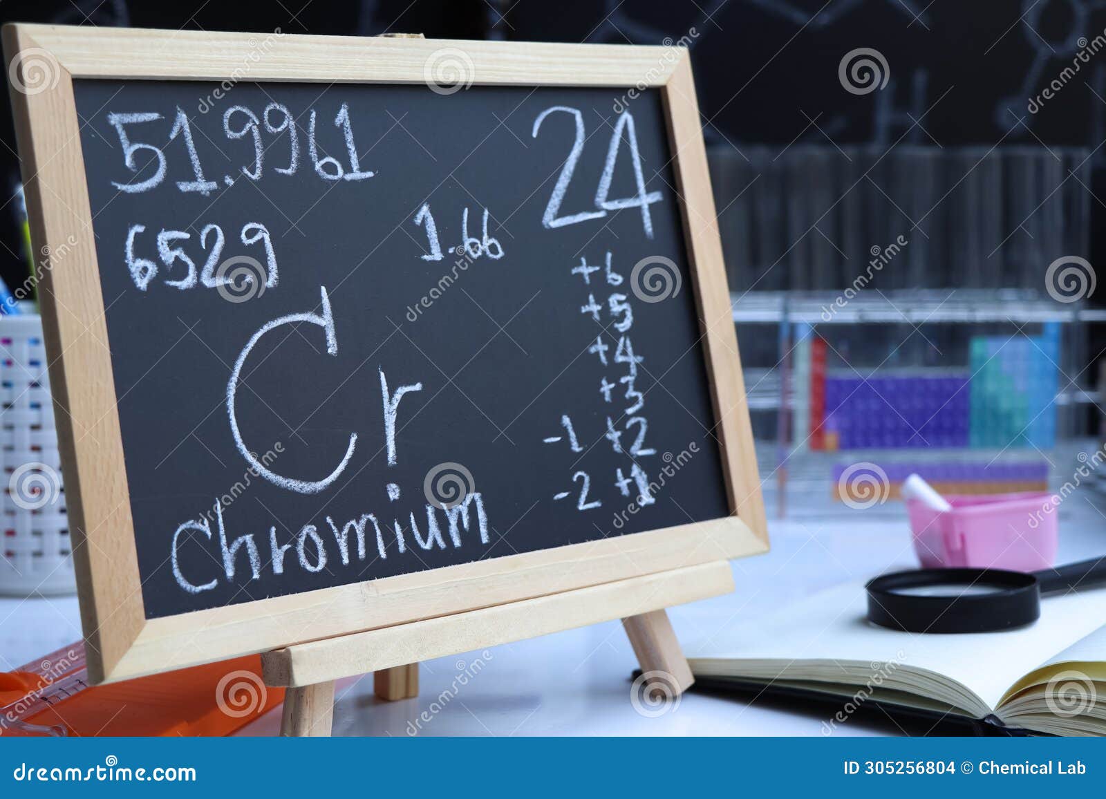 Chromium and Symbol Structural Formula Chemical on the Blackboard Stock ...