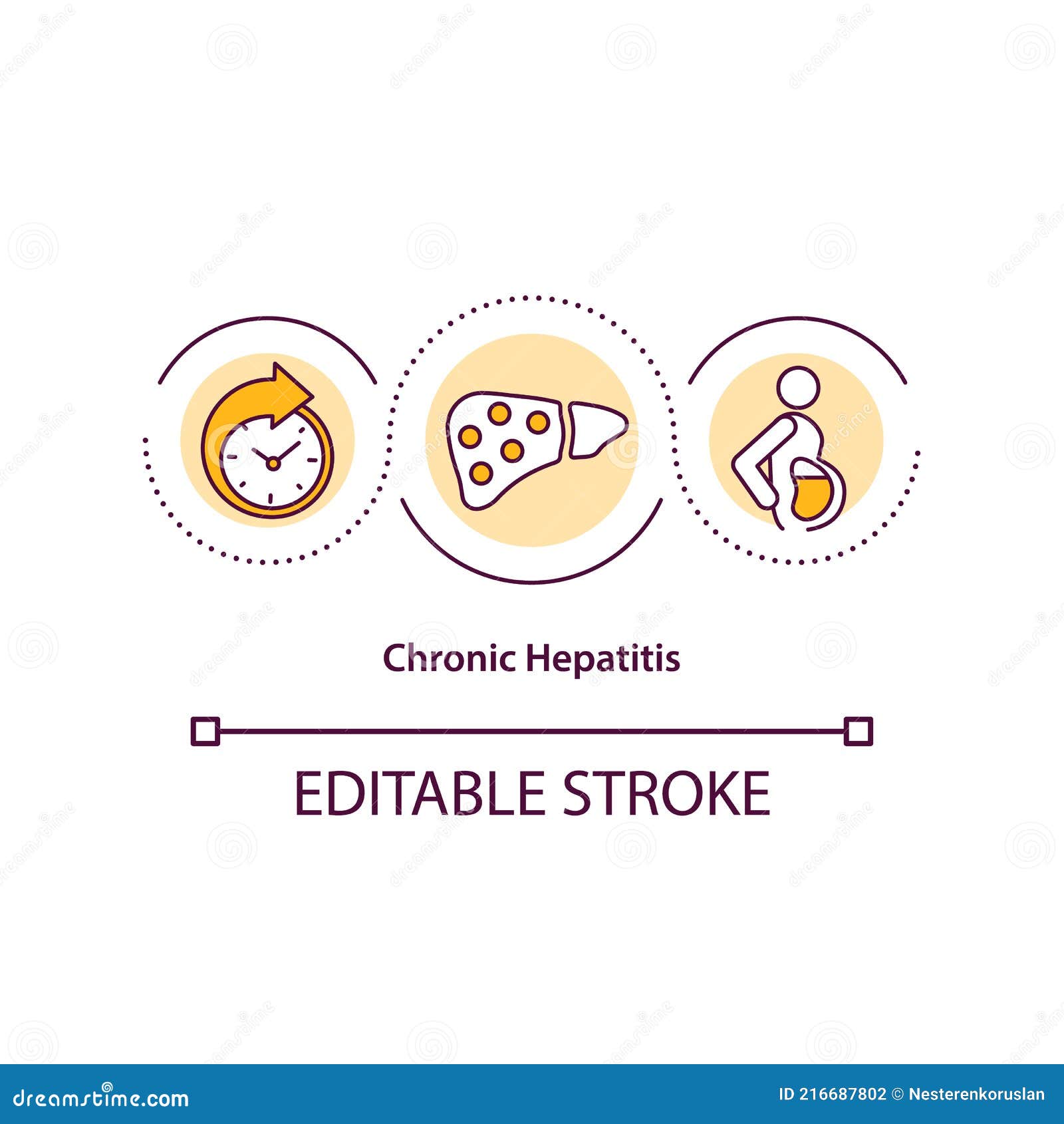Chronic Hepatitis Liver Icon Isolated On White Background. Liver ...