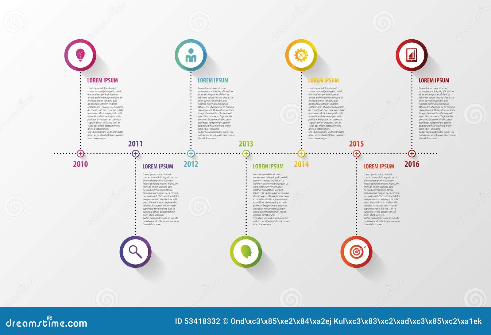 Chronologie Infographic Elementen Vector Met Pictogrammen Vector ...