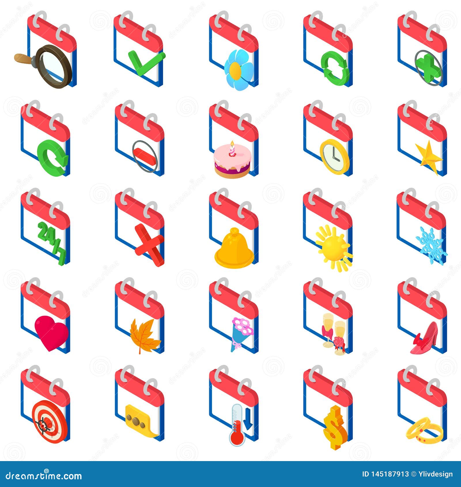 Chronology Icons Set, Isometric Style Stock Vector - Illustration of ...