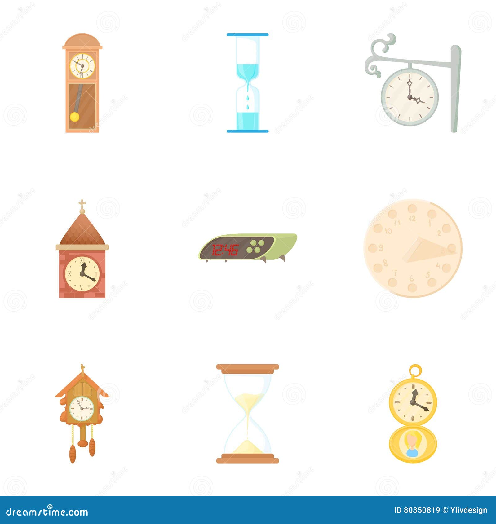 Chronometer Icons Set, Cartoon Style Stock Vector - Illustration of ...