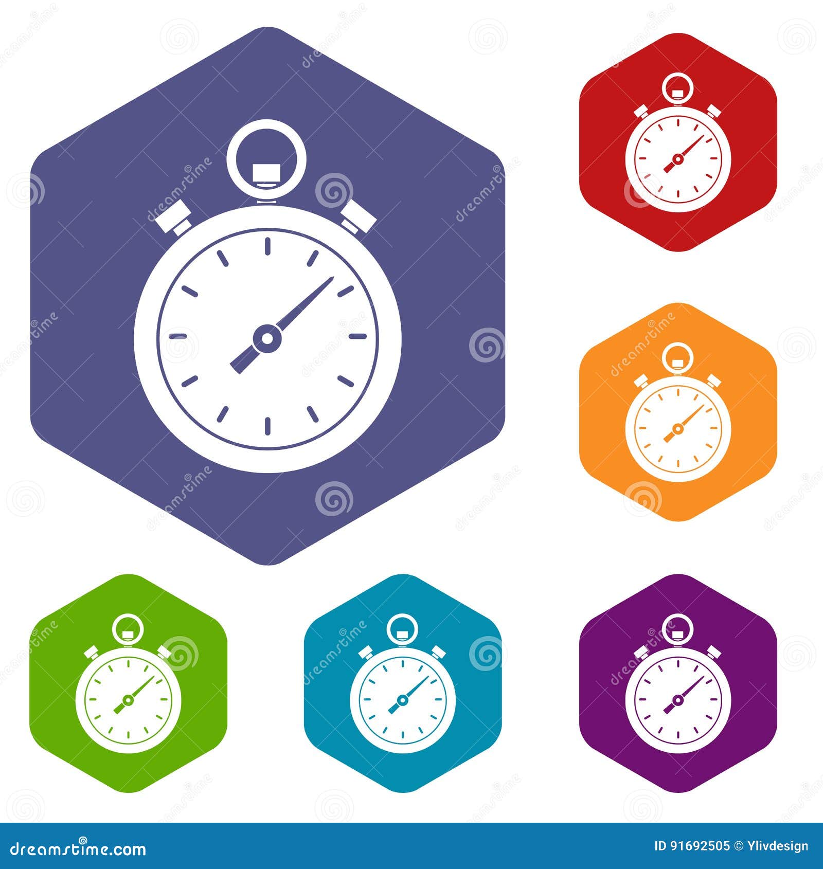 Chronometer Icons Set Hexagon Stock Vector - Illustration of design ...