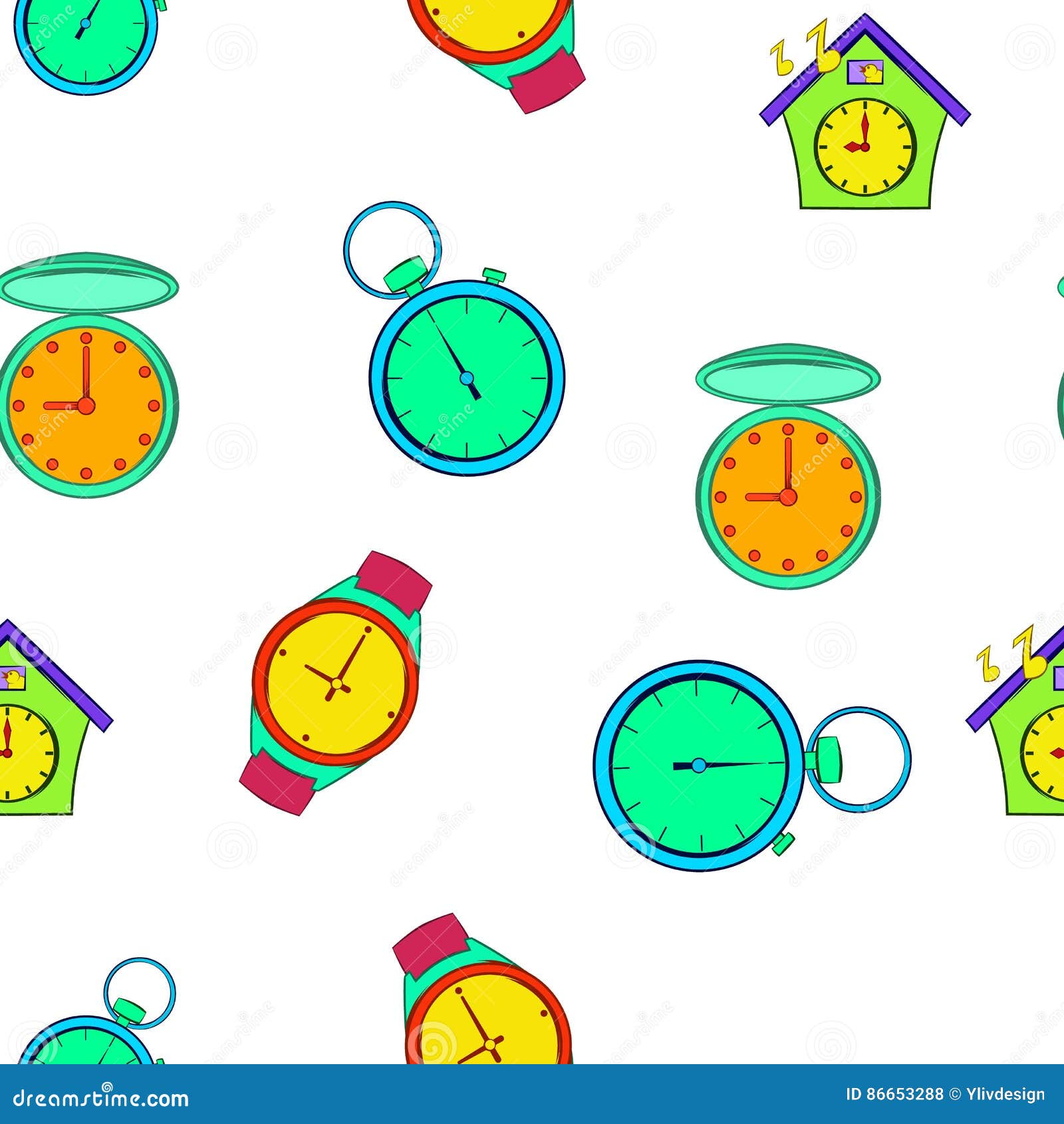 Chronometer Pattern, Cartoon Style Stock Vector - Illustration of ...