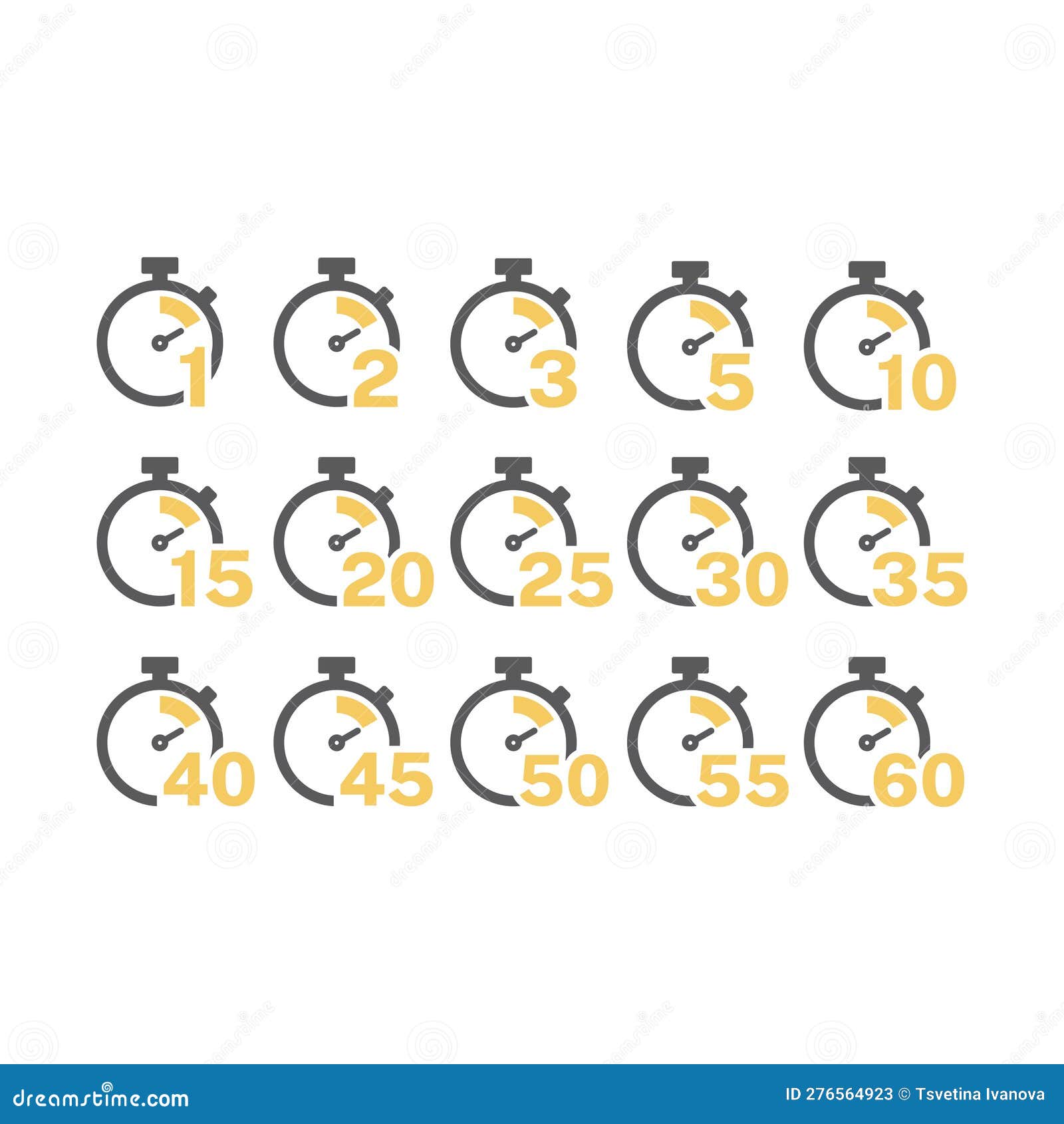 Timer or Stopwatch with Minute Numbers Icon Set Stock Vector ...