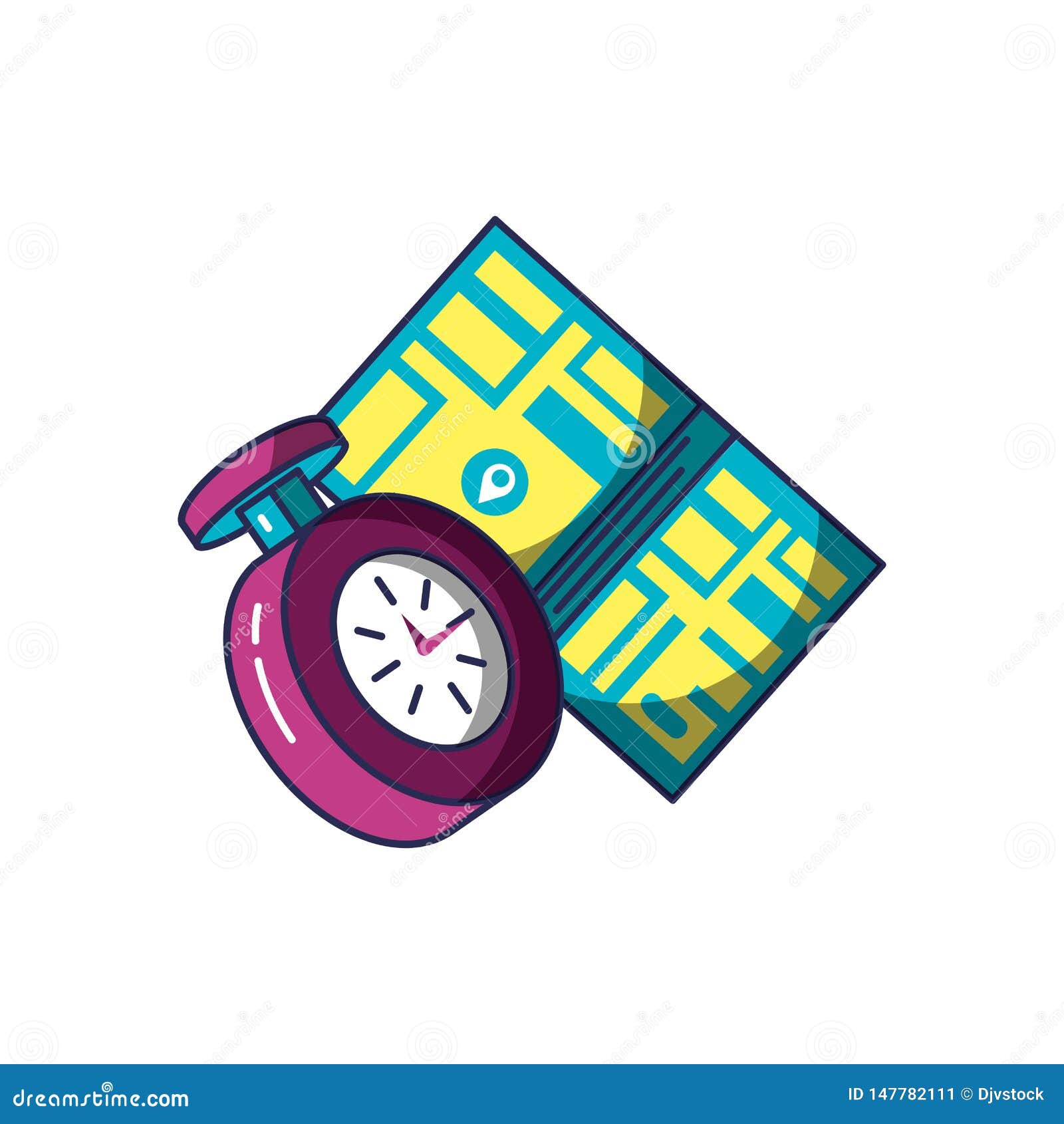 Chronometer Time with Map Guide Location Stock Illustration ...