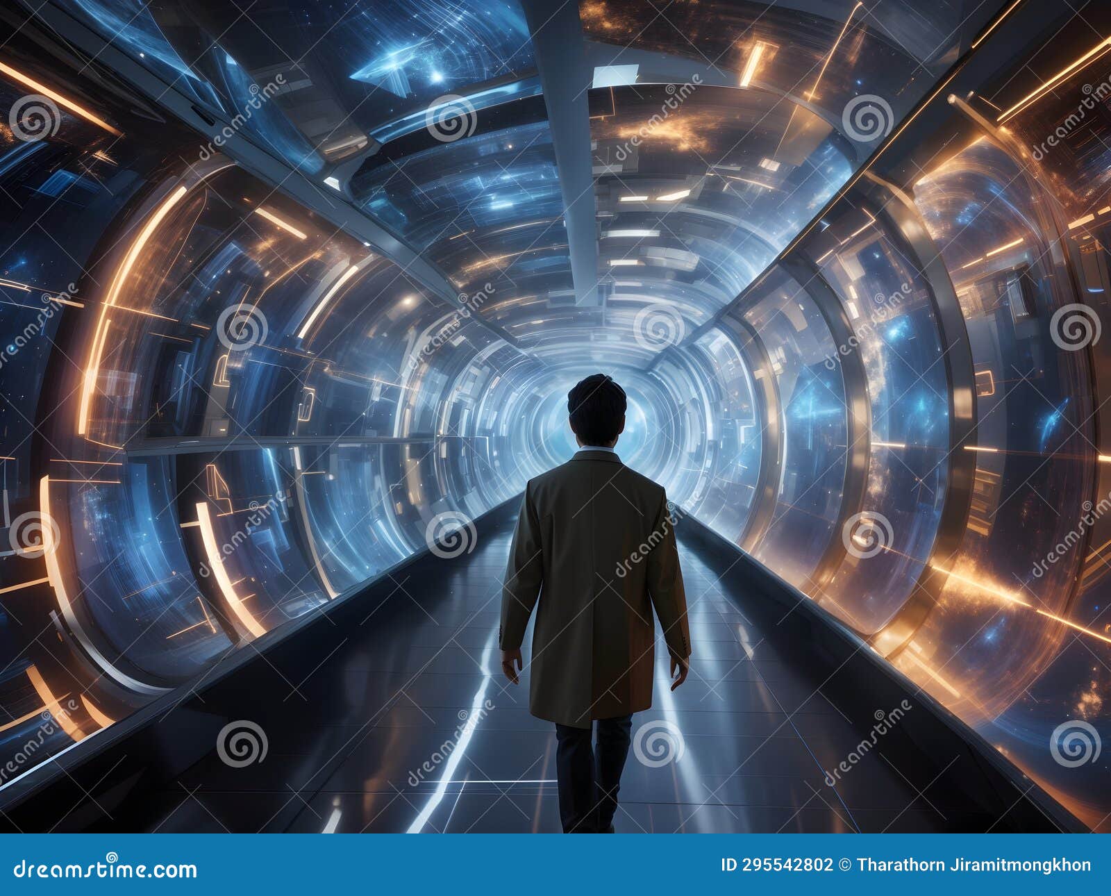 In A Time-bending Realm, An Analogue Futuristic Clock Manifests. Stock ...