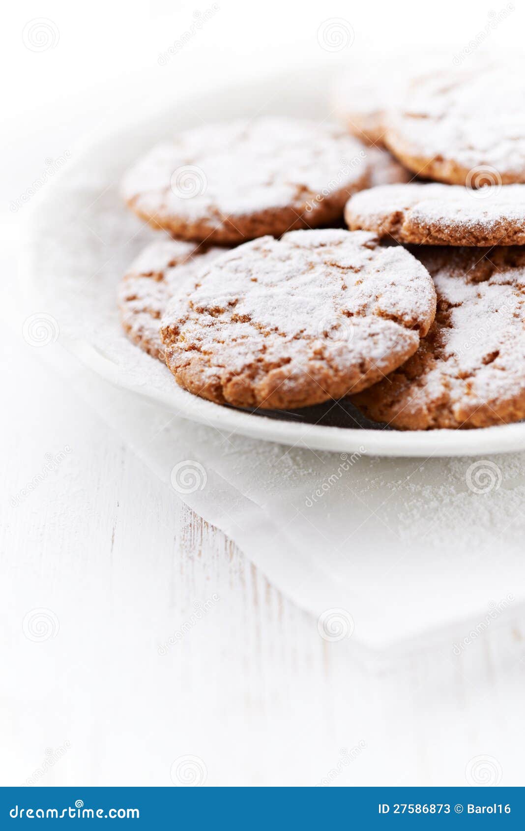 Chrunchy Cookies Dusted with Icing Sugar Stock Image - Image of white ...