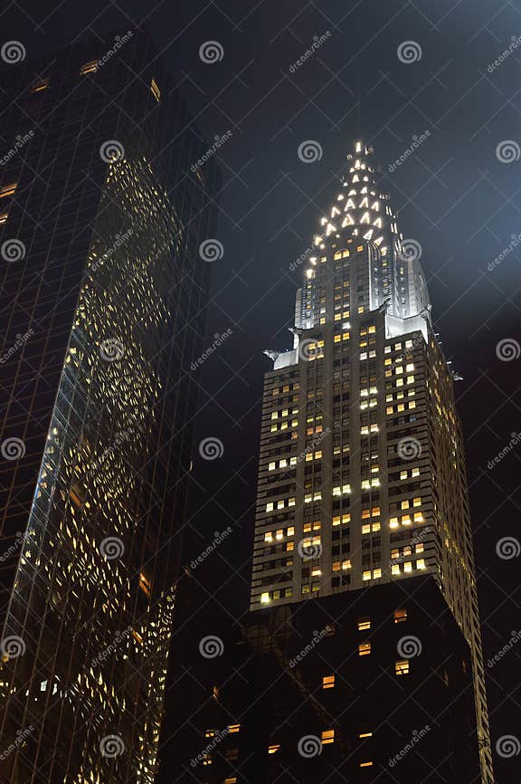 Chrysler Building at Night. Editorial Stock Image - Image of office ...