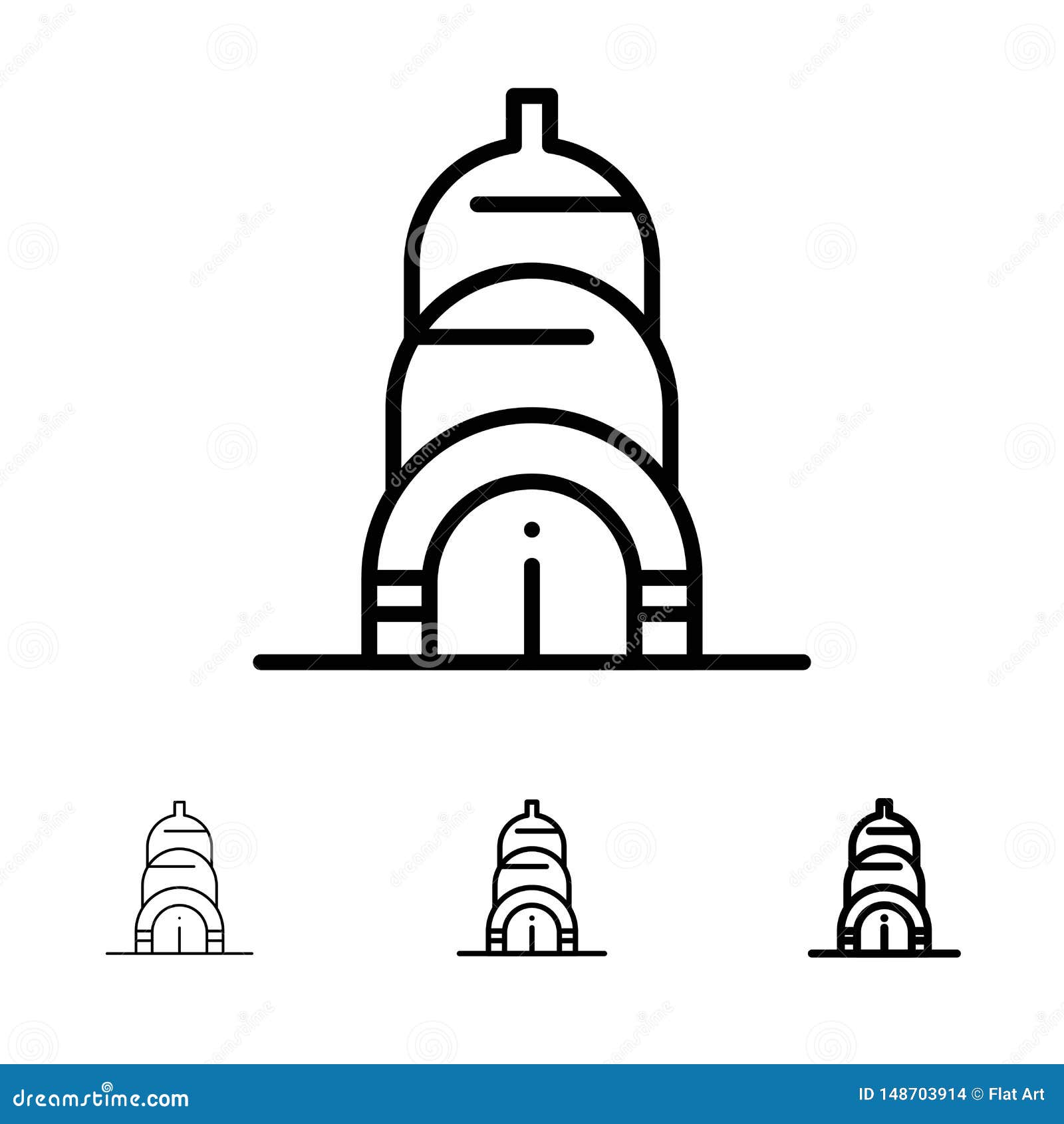 Chrysler, Building, Usa Line Icon With 5 Steps Presentation ...