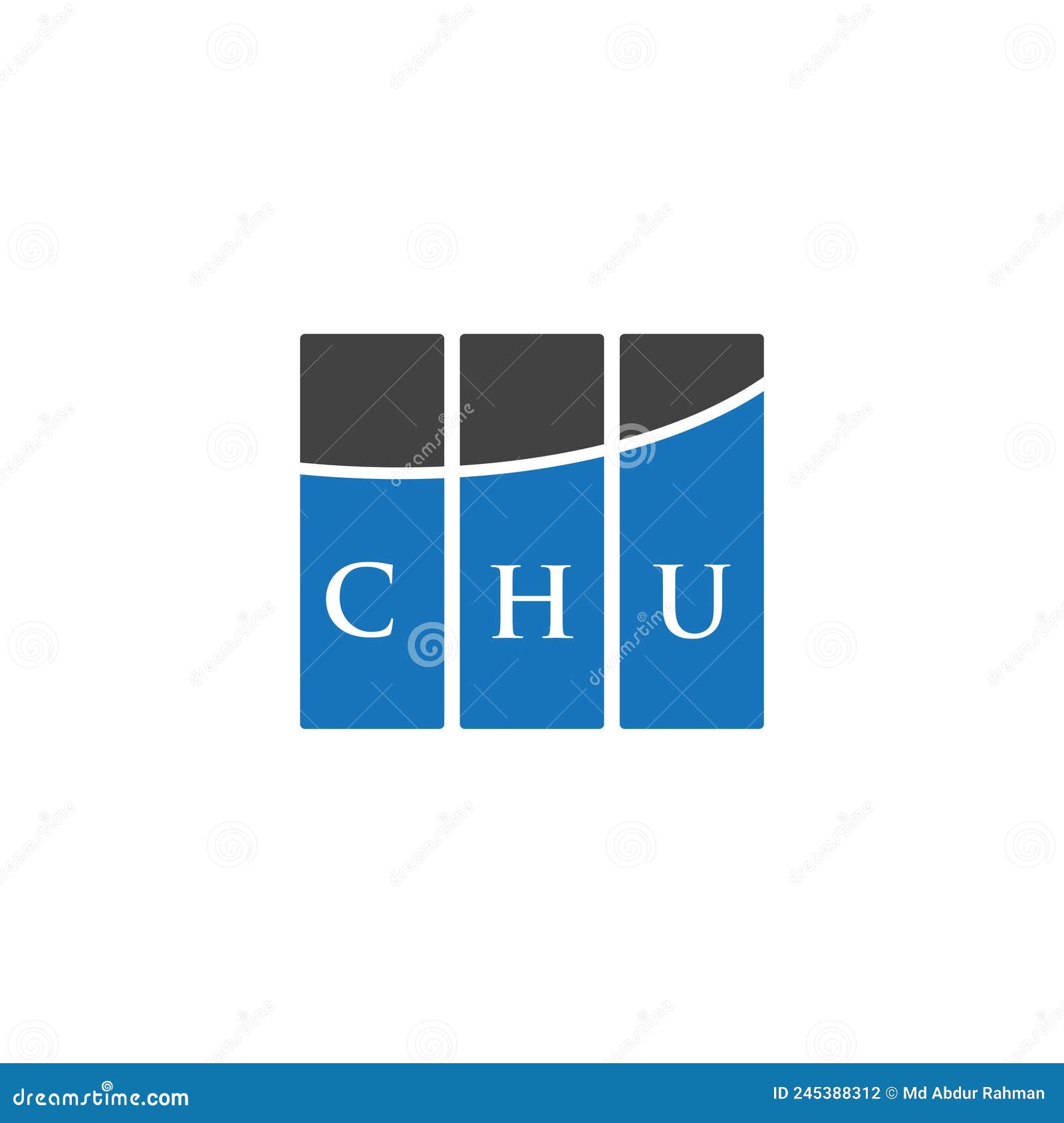 CHU Letter Logo Design on BLACK Background. CHU Creative Initials ...