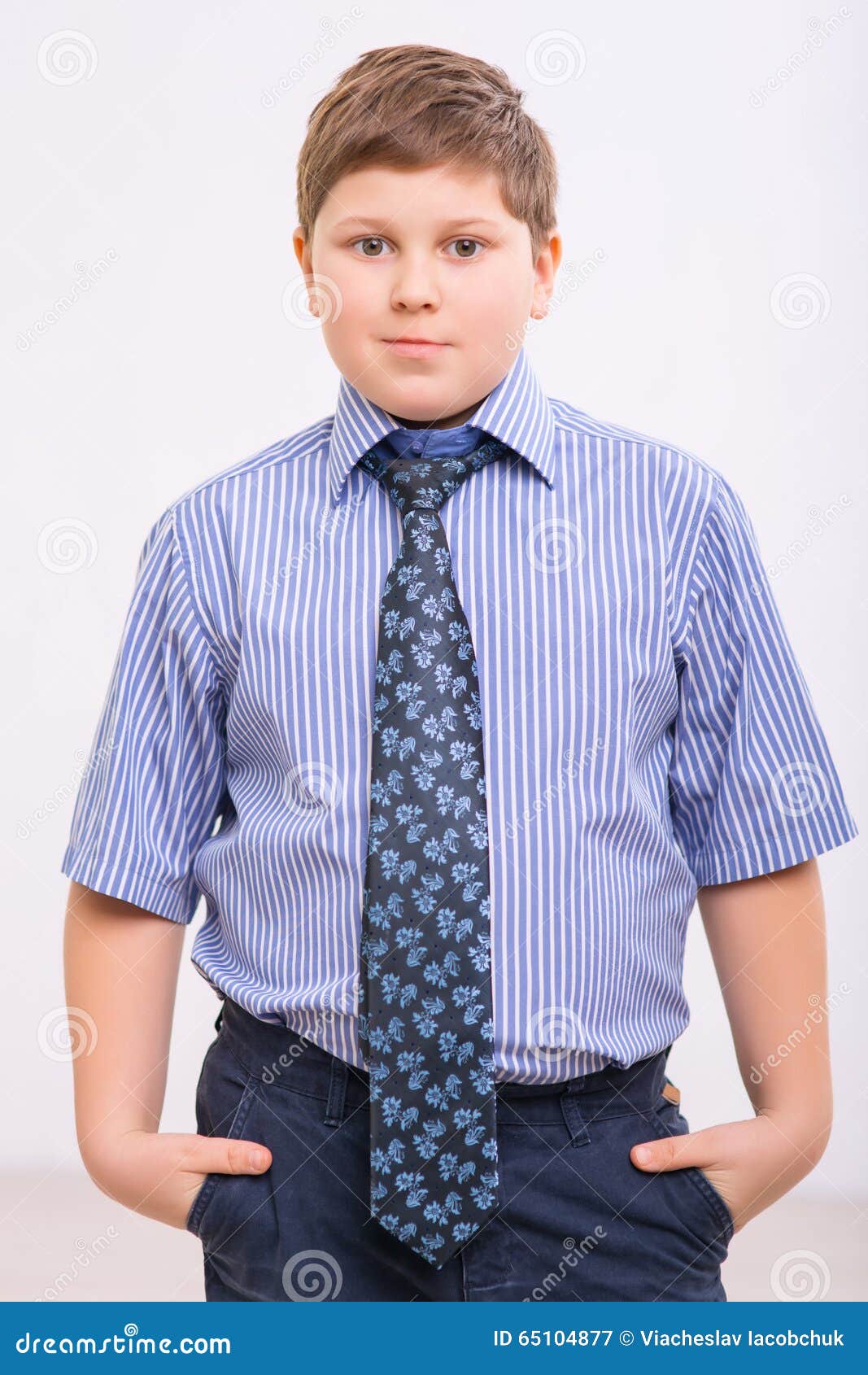 Chubby Boy is Standing with Hands in Pockets Stock Image - Image of ...