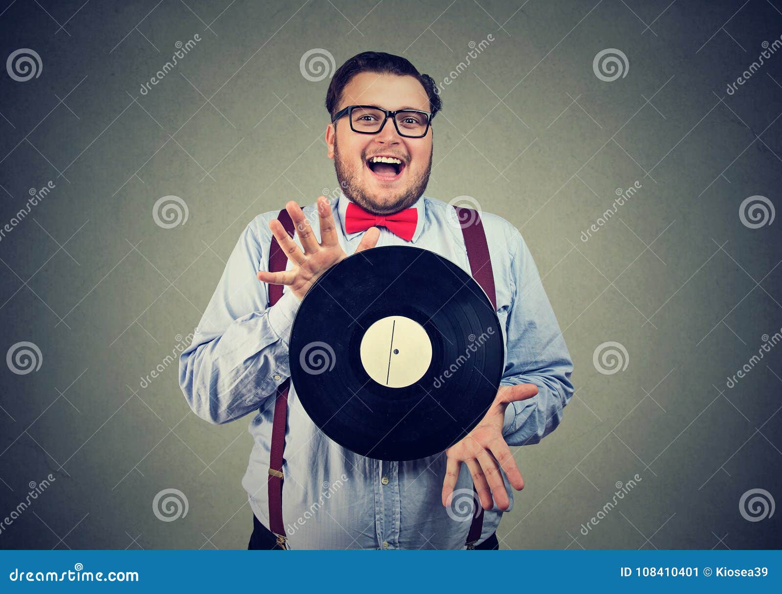 Eccentric Man Excited with Vinyl Disk Stock Image - Image of confident ...